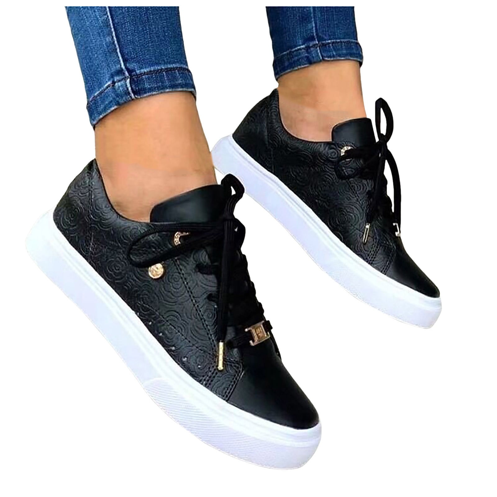 Dakaela Women's Fashion Sneakers Lace up Low Top Cushioned Walking ...