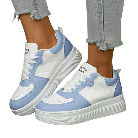 Dakaela Women's Fashion Sneakers Leather Platform Casual Tennis Skate ...