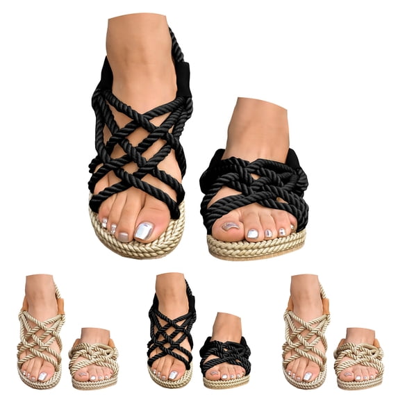 Dakaela Women's Flat Sandals Strappy Braided Beach Sandal for Women ...