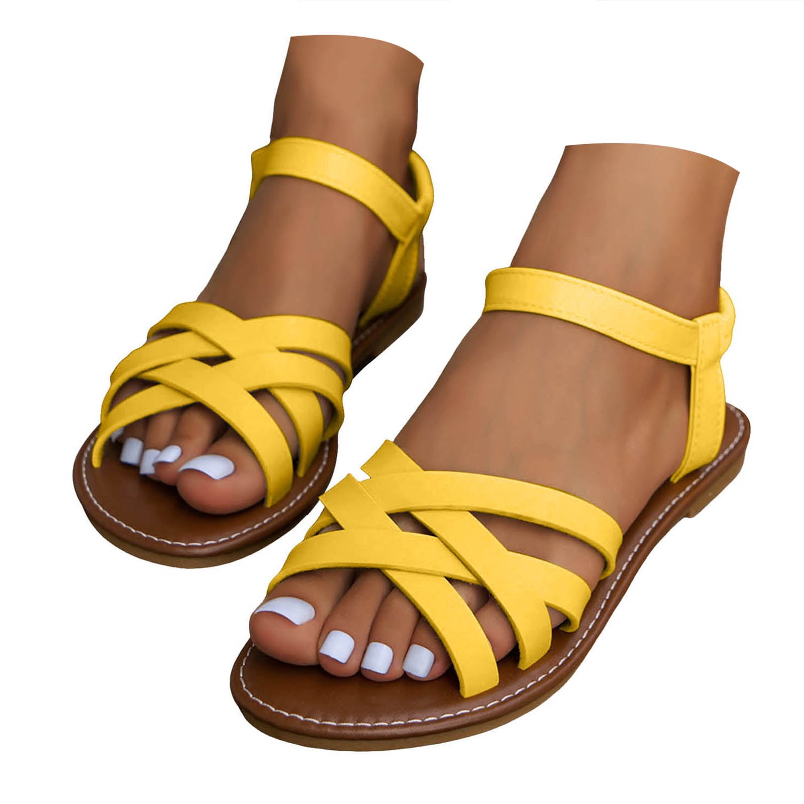 Dakaela Women's Flat Sandals Strappy Dressy Gladiator Summer Shoes ...