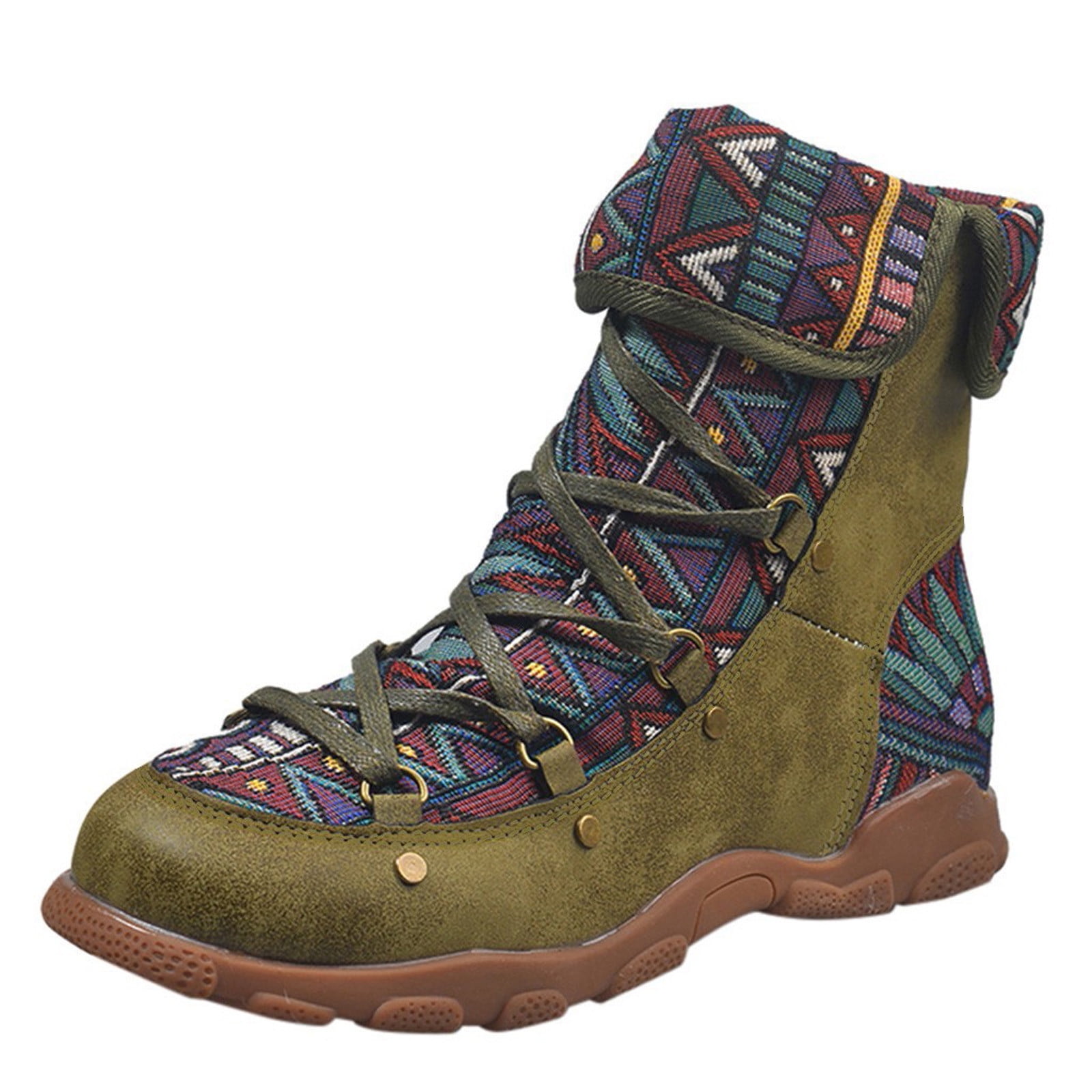 Dakaela Women's Flat Sports Booties Bohemian Low Heels Ankle Boots ...