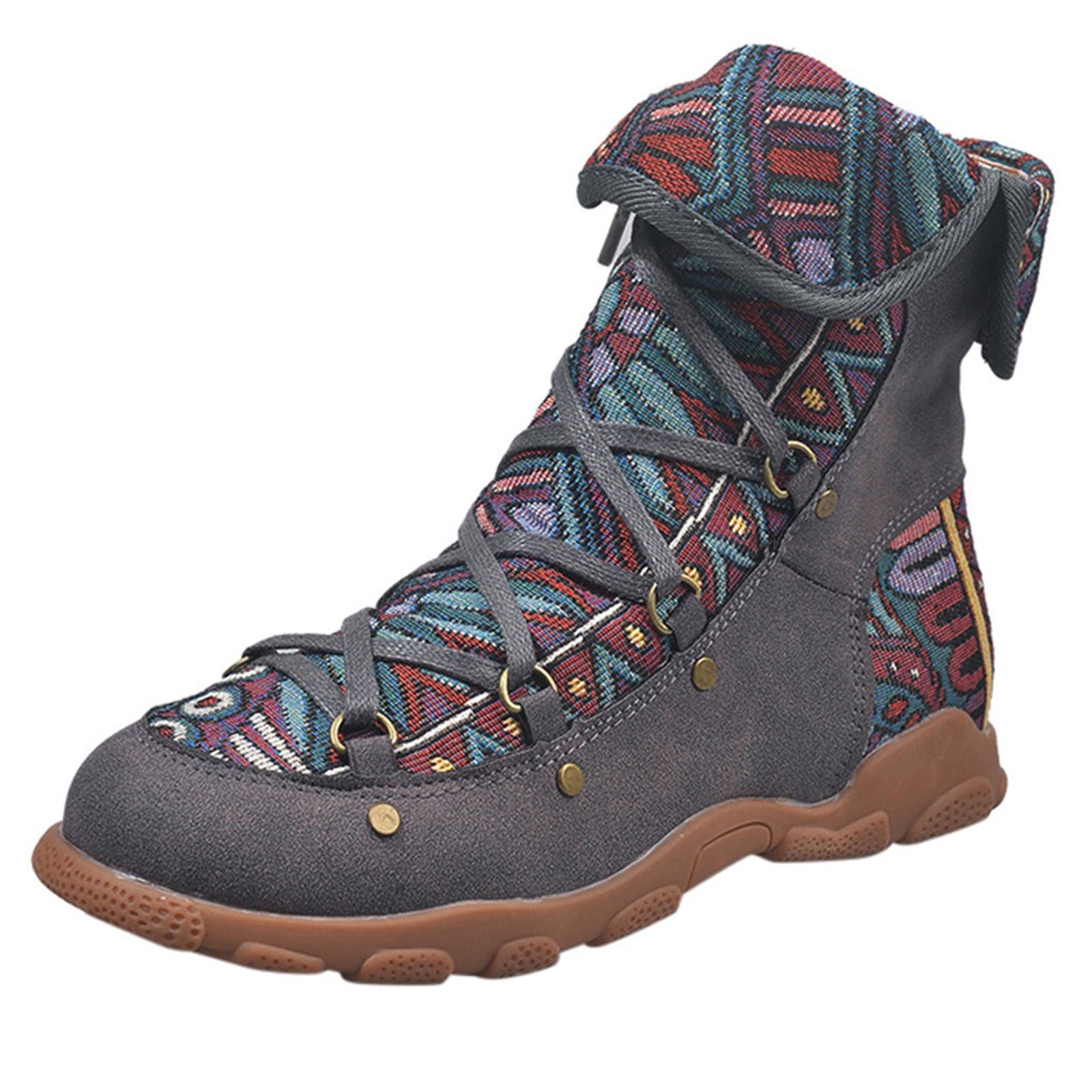 Dakaela Women's Flat Sports Booties Bohemian Low Heels Ankle Boots ...