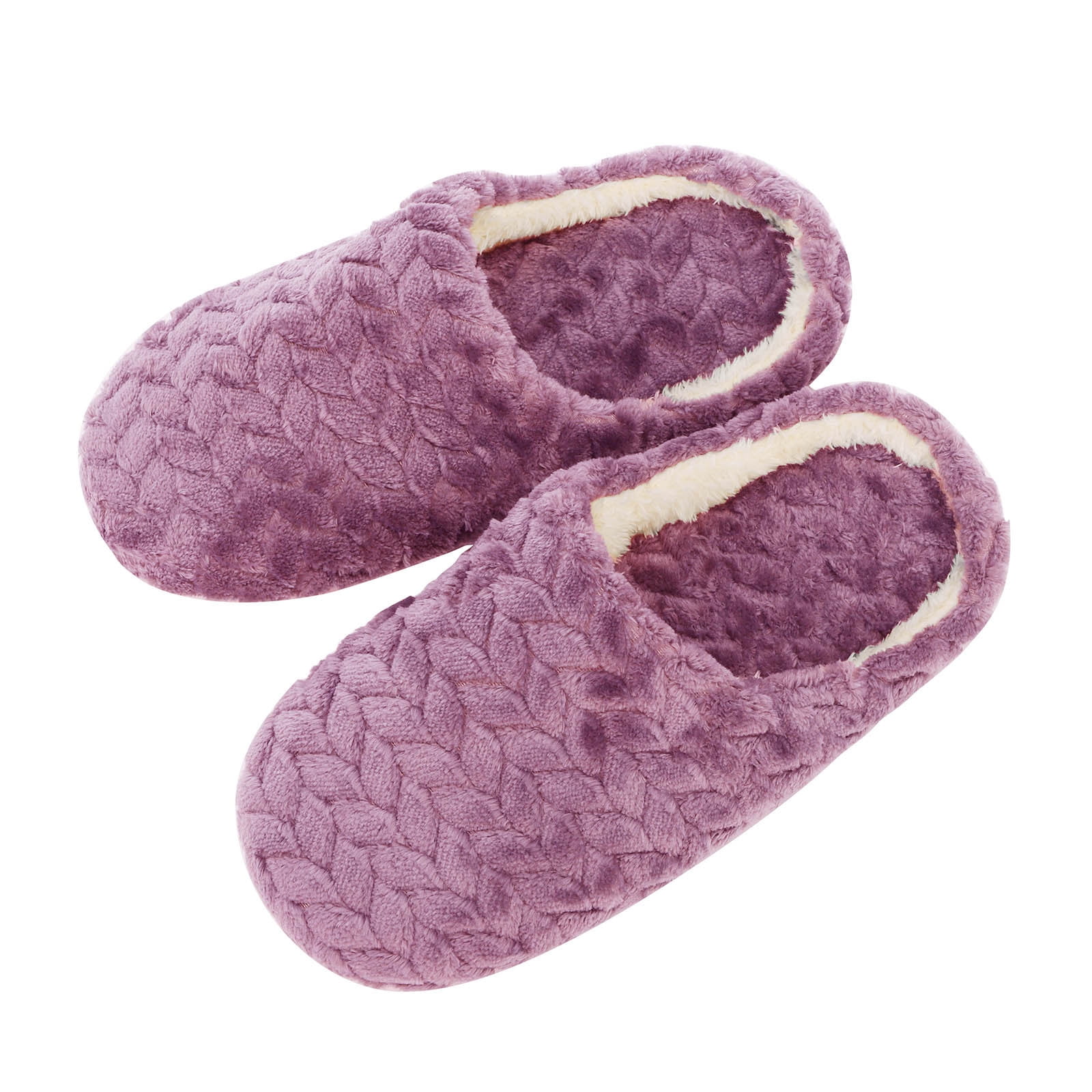 Dakaela Women's Fuzzy Slip on Slippers Warm Cozy Soft Lightweight ...