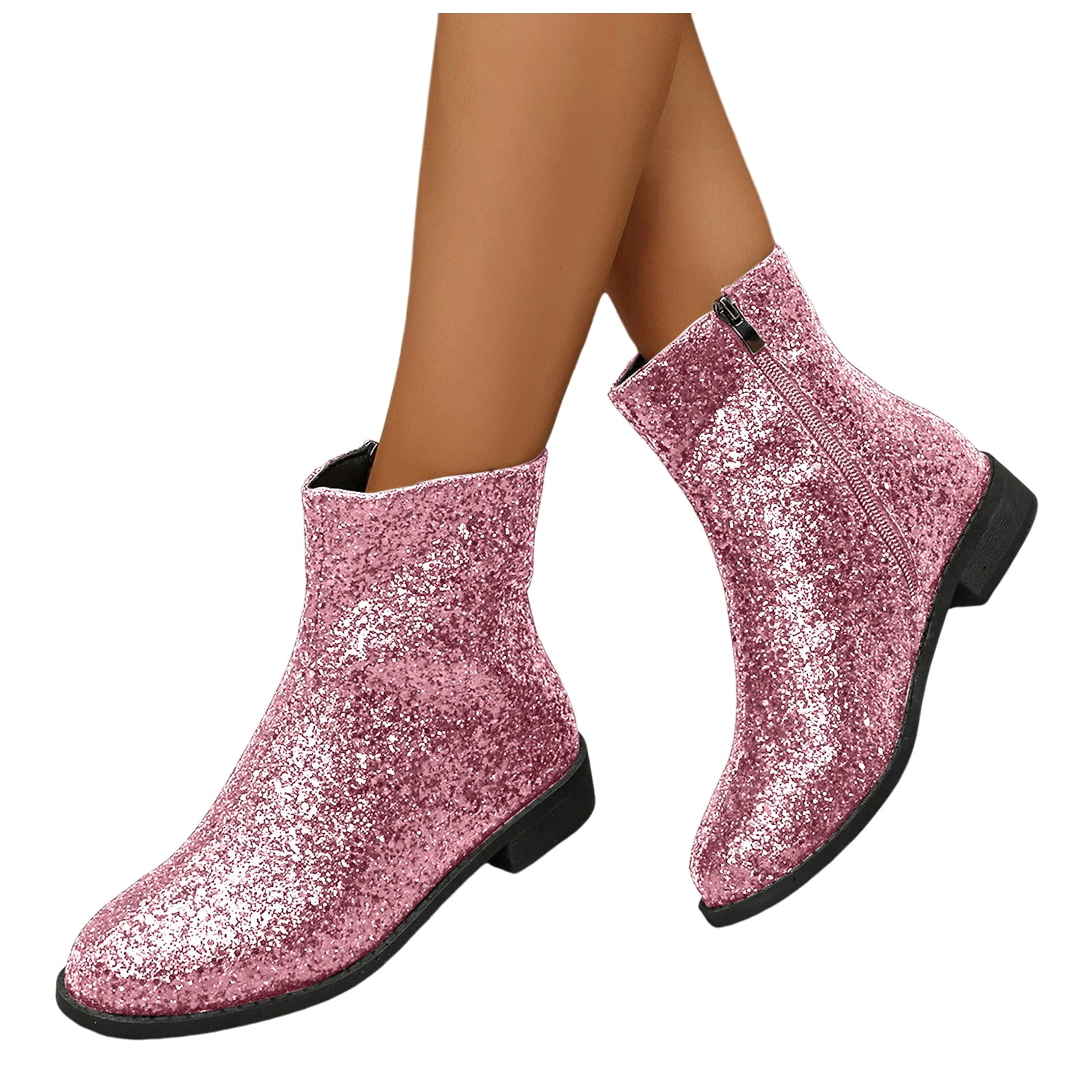 Dakaela Women's Glitter Ankle Boots Sequin Sparkly Slip on Sock Booties ...