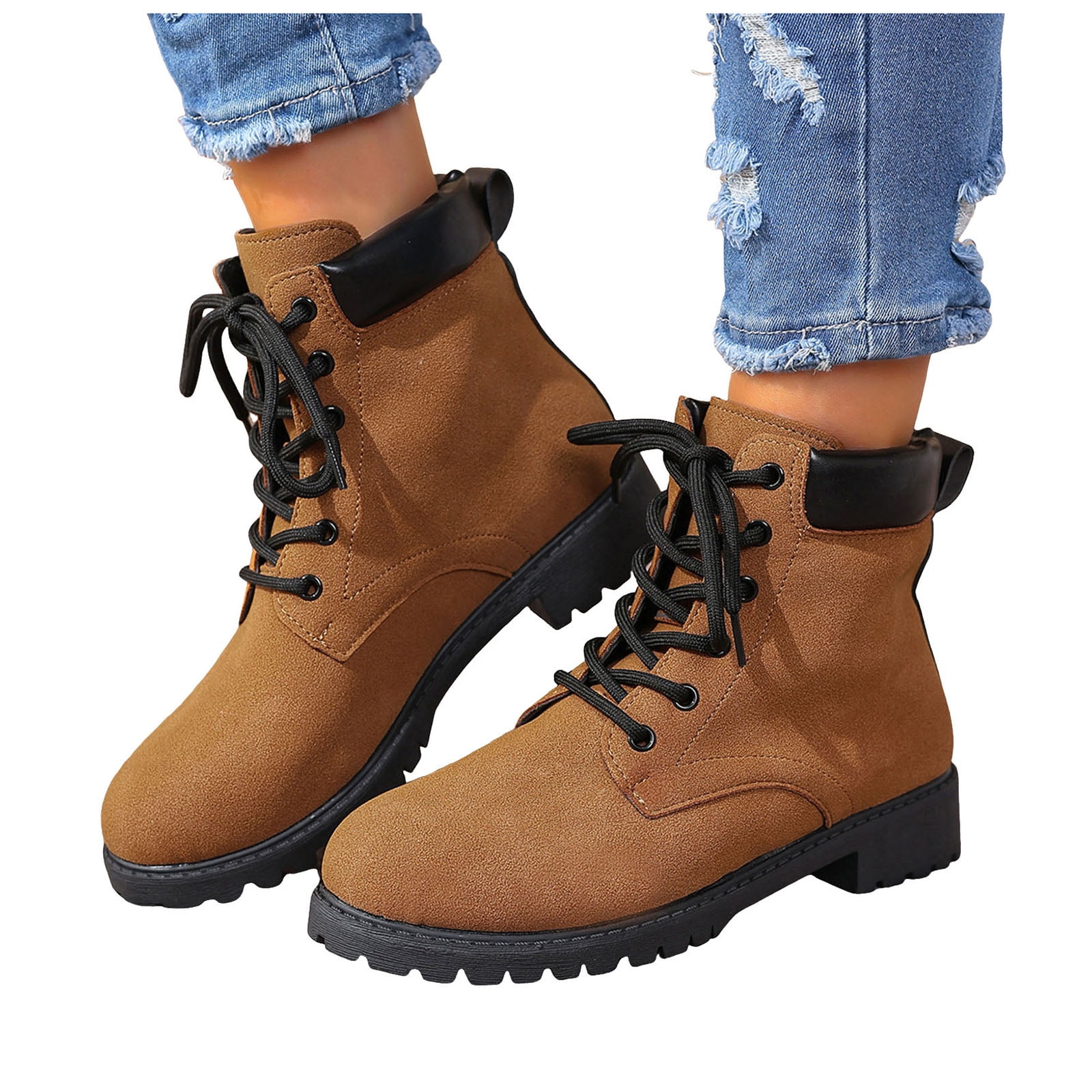 Dakaela Women's Hiking Combat Boots Waterproof Lace up Work Ankle Boots ...