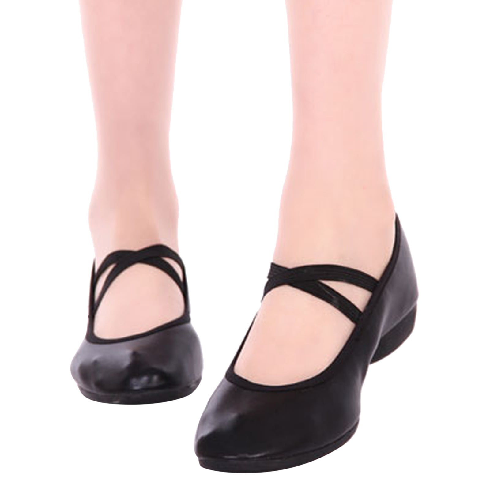 Dakaela Women's Leather Slip on Dance Shoes Jazz Salsa Ballet Flats ...