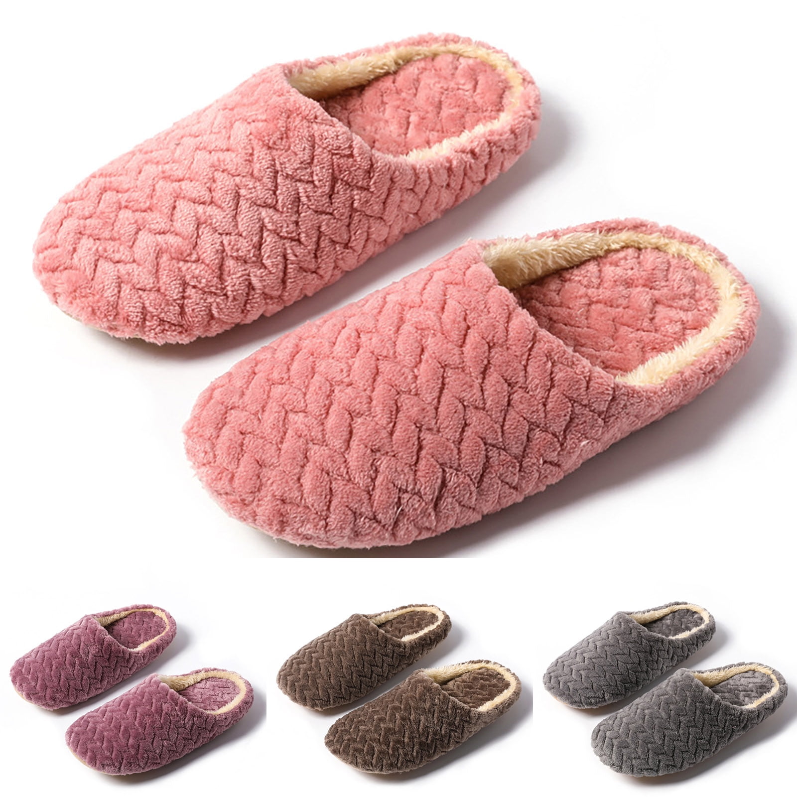 Dakaela Women's Men's House Slippers Lightweight Cotton Indoor Slides ...
