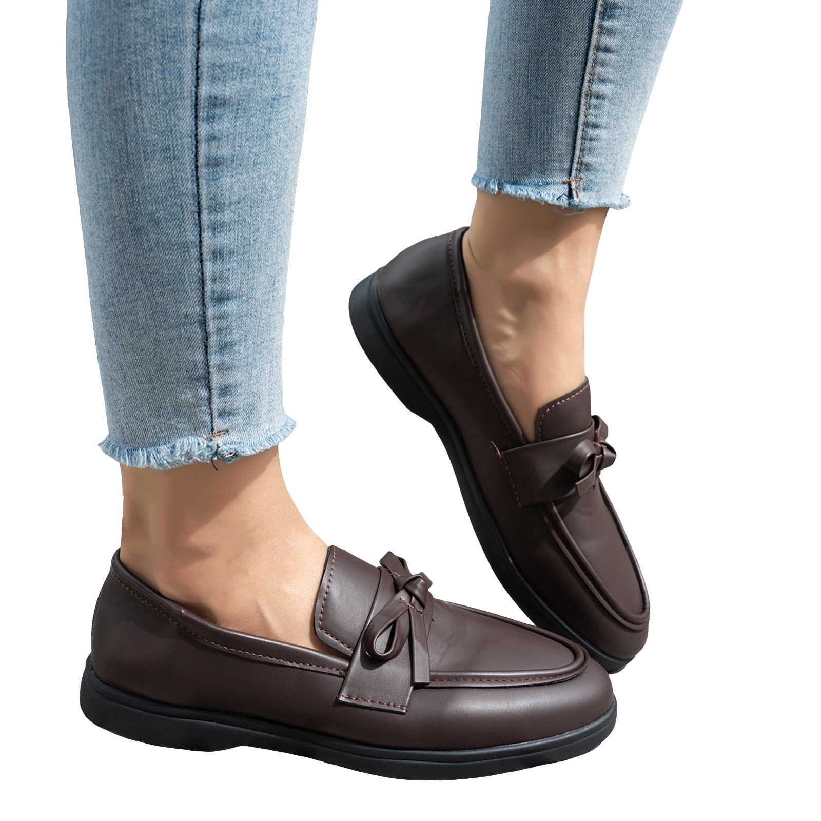 Dakaela Women's Platform Casual Loafers Round Toe Slip on Dress Oxfords ...