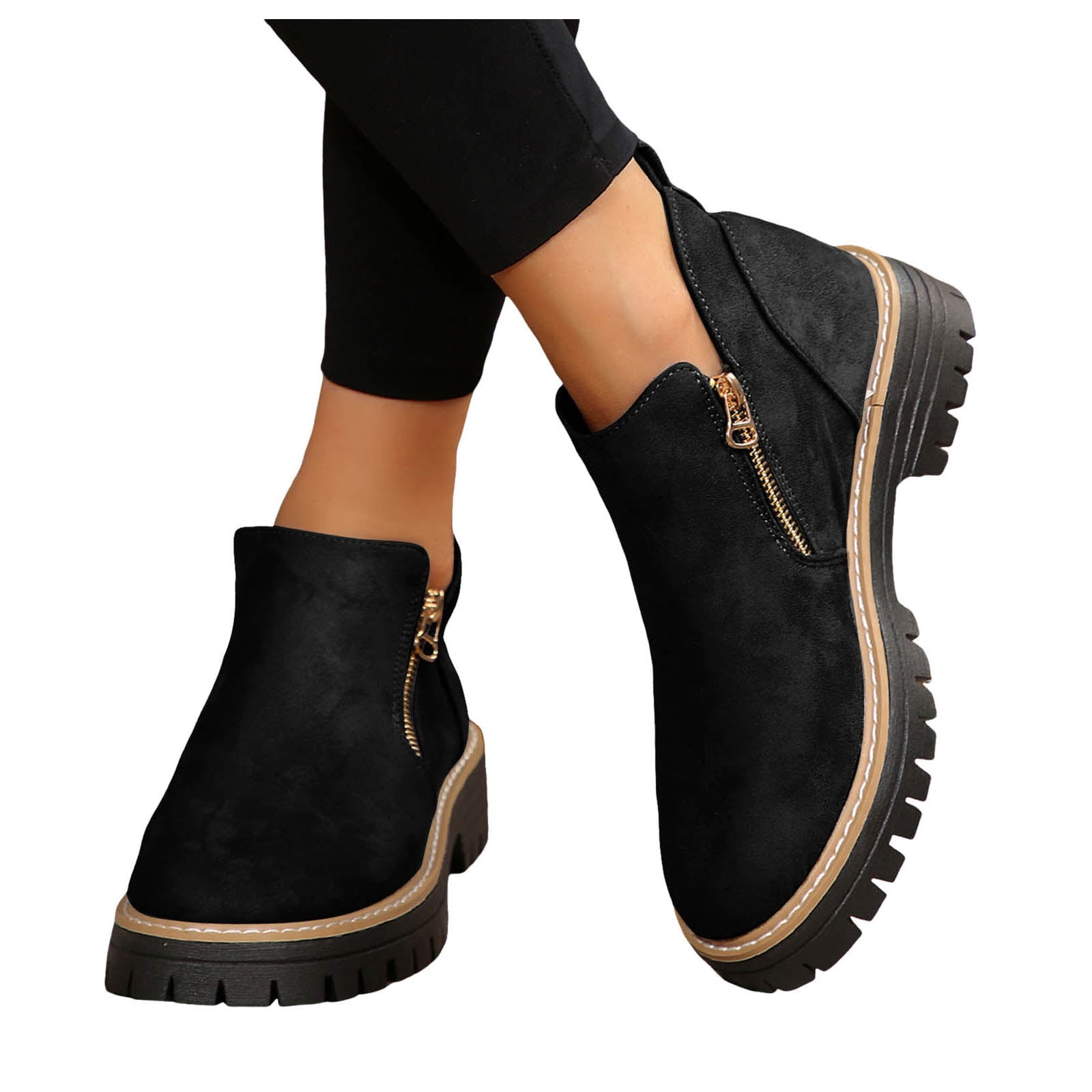 Dakaela Women's Platform Chelsea Boots Chunky Low Heel Ankle Booties ...