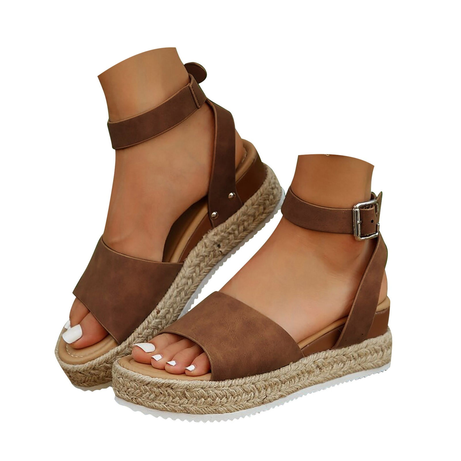 Dakaela Women's Platform Espadrilles Casual Ankle Strap Wedge Sandals ...