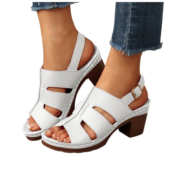 Dakaela Women's Platform High Heels Chunky Block Heeled Sandals ...