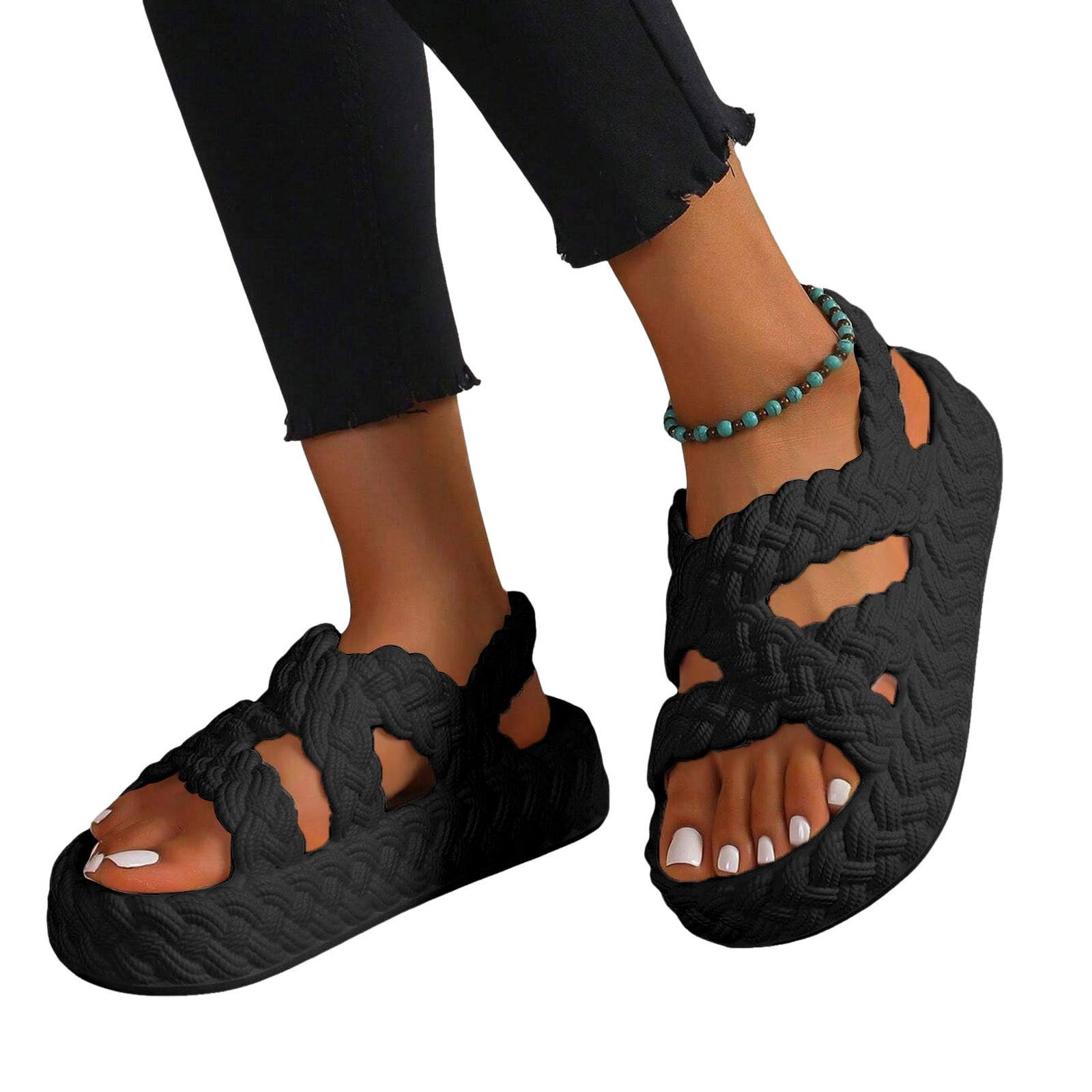 Dakaela Women's Platform Sandals Arch Support Wedge Sport Slip on Shoes ...