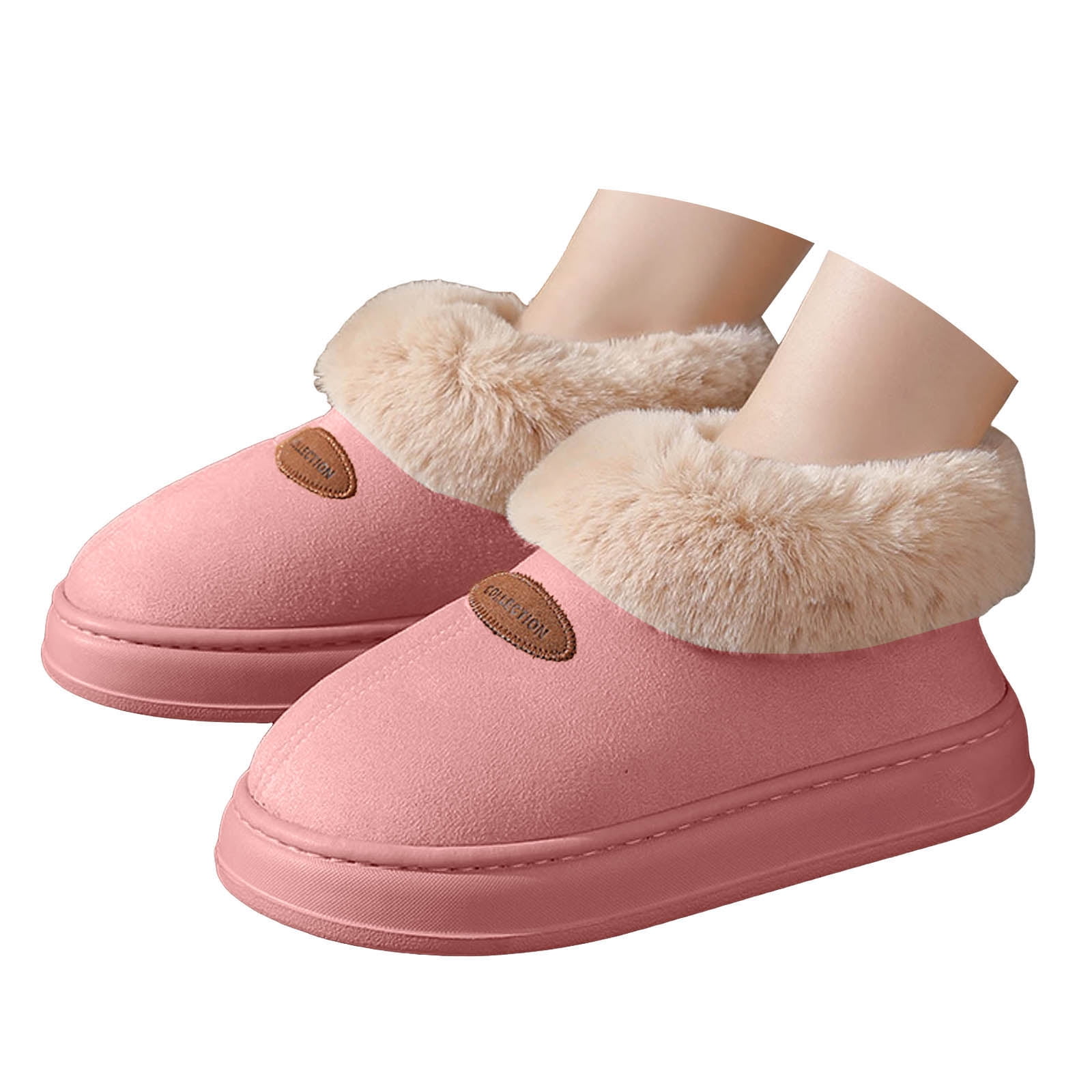 Dakaela Women's Plush Slippers Fuzzy Slip on Suede Platform House Shoes ...