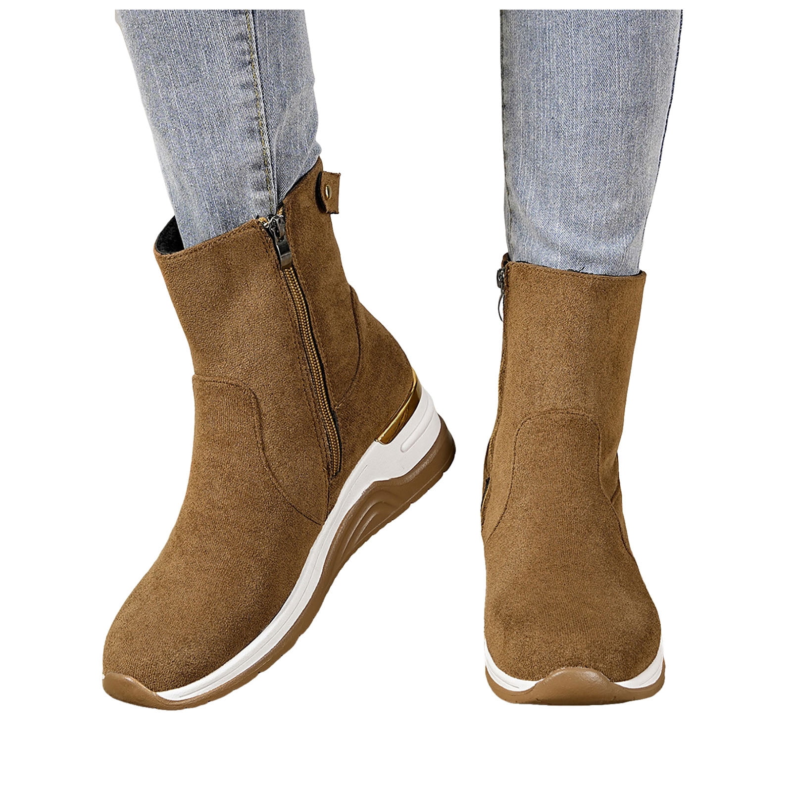 Dakaela Women's Slip on High Top Sneakers Platform Wedge Ankle Booties ...