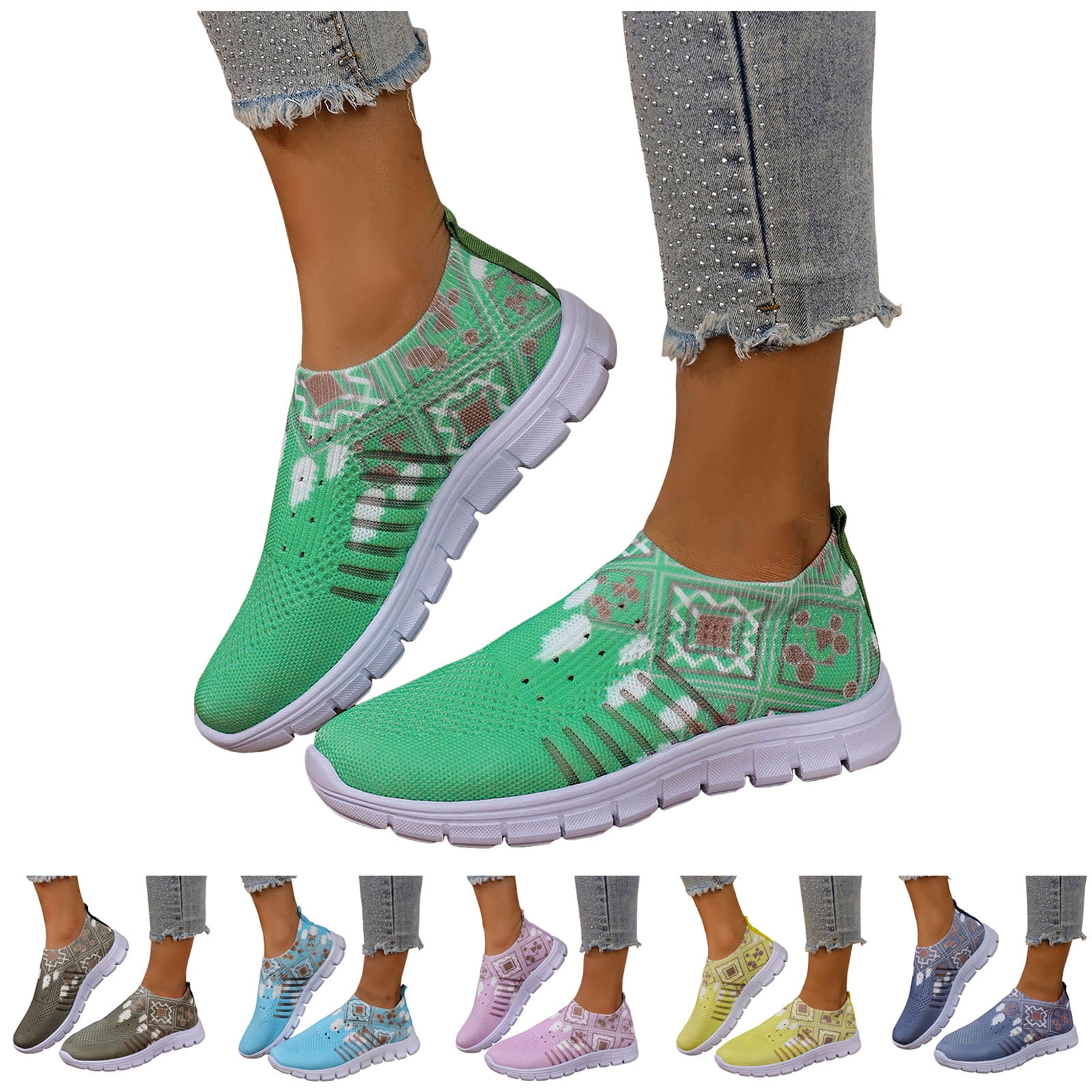 Dakaela Women's Slip on Walking Shoes Comfortable Mesh Casual Running ...