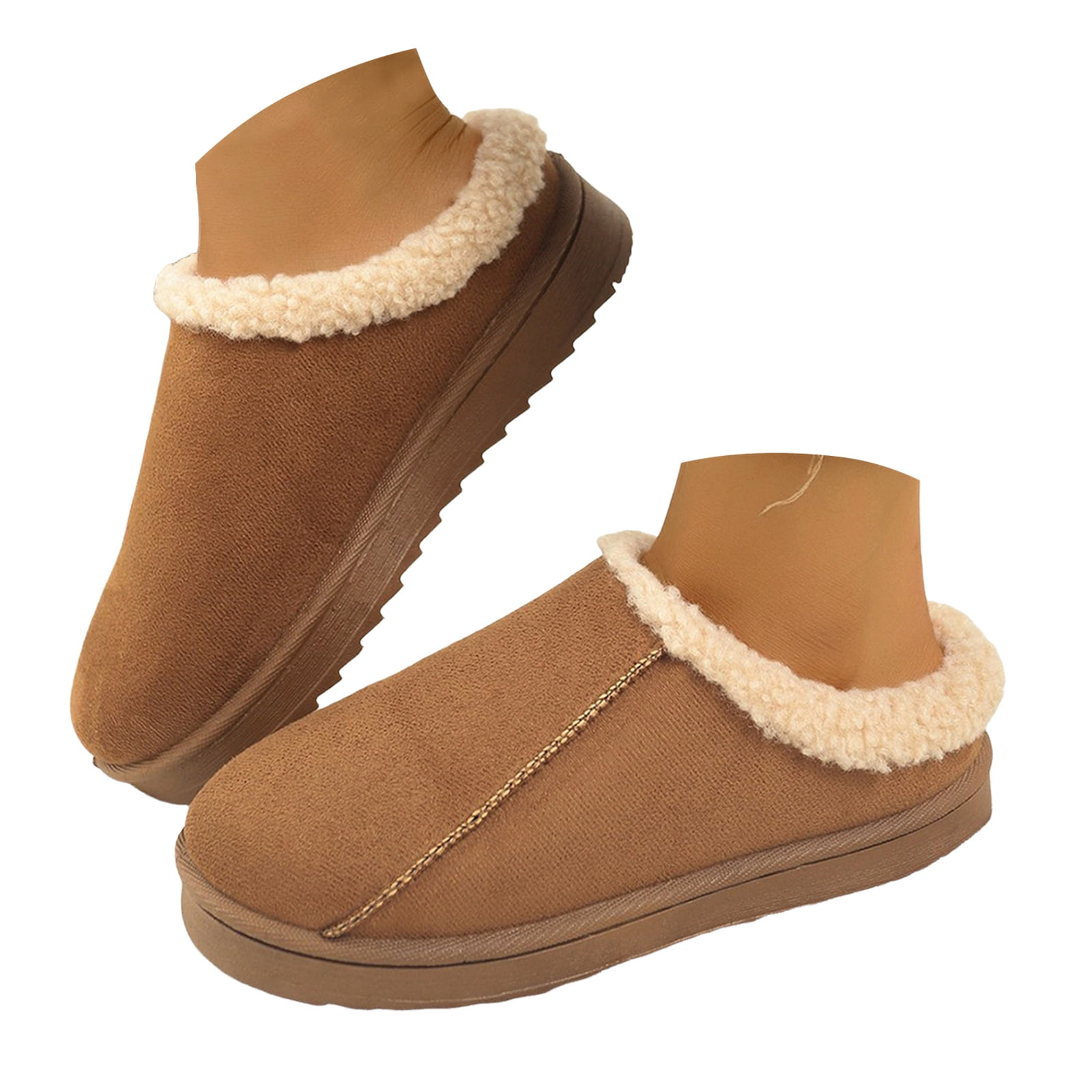 Dakaela Women's Suede House Slippers Memory Foam Platform Bedroom ...