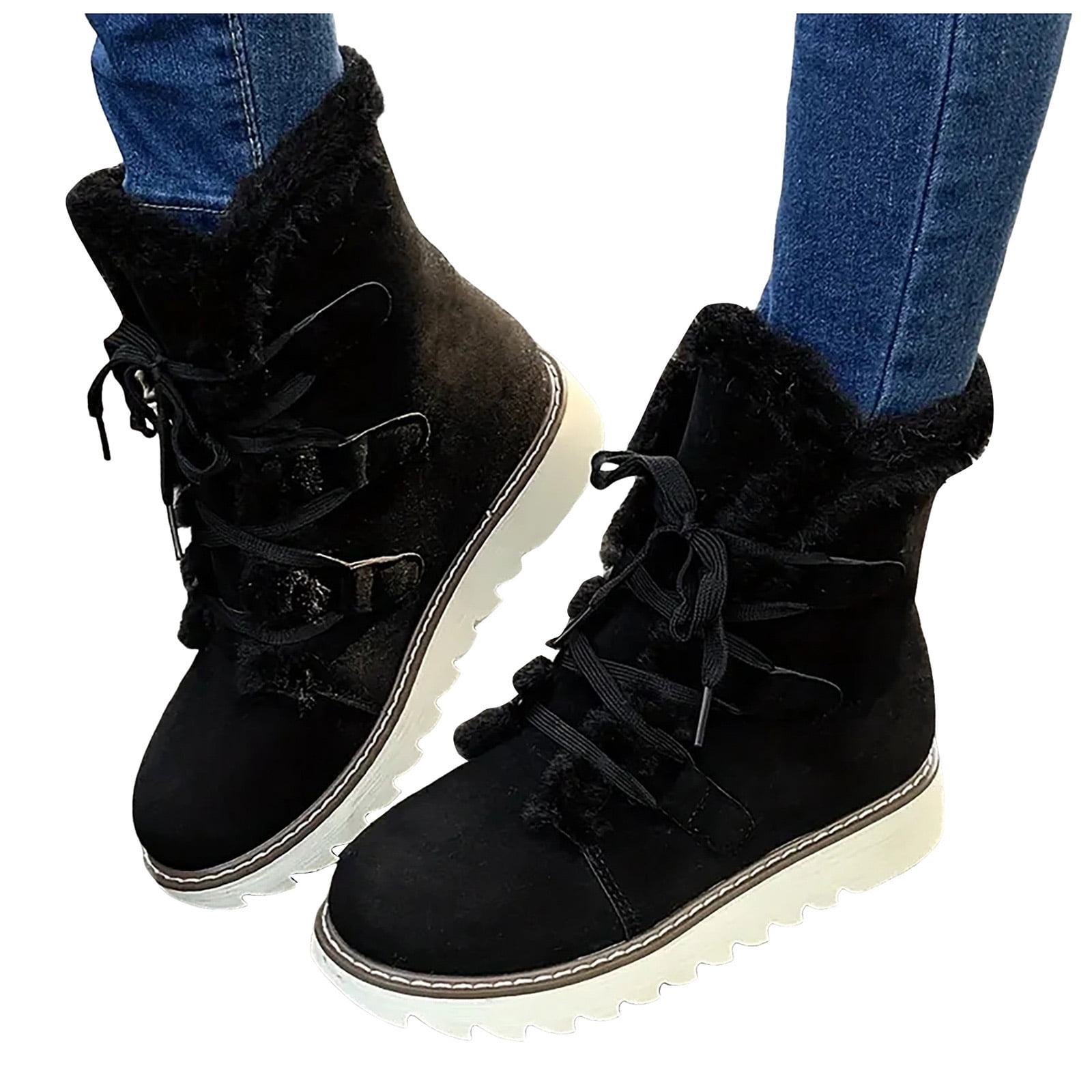 Dakaela Women's Winter Snow Boots Lace up High Top Ankle Booties Fleece ...
