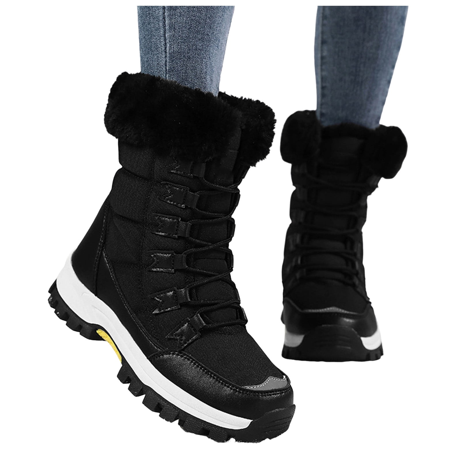 Dakaela Women's Winter Snow Boots Waterproof Warm Furry Lined Mid Calf ...