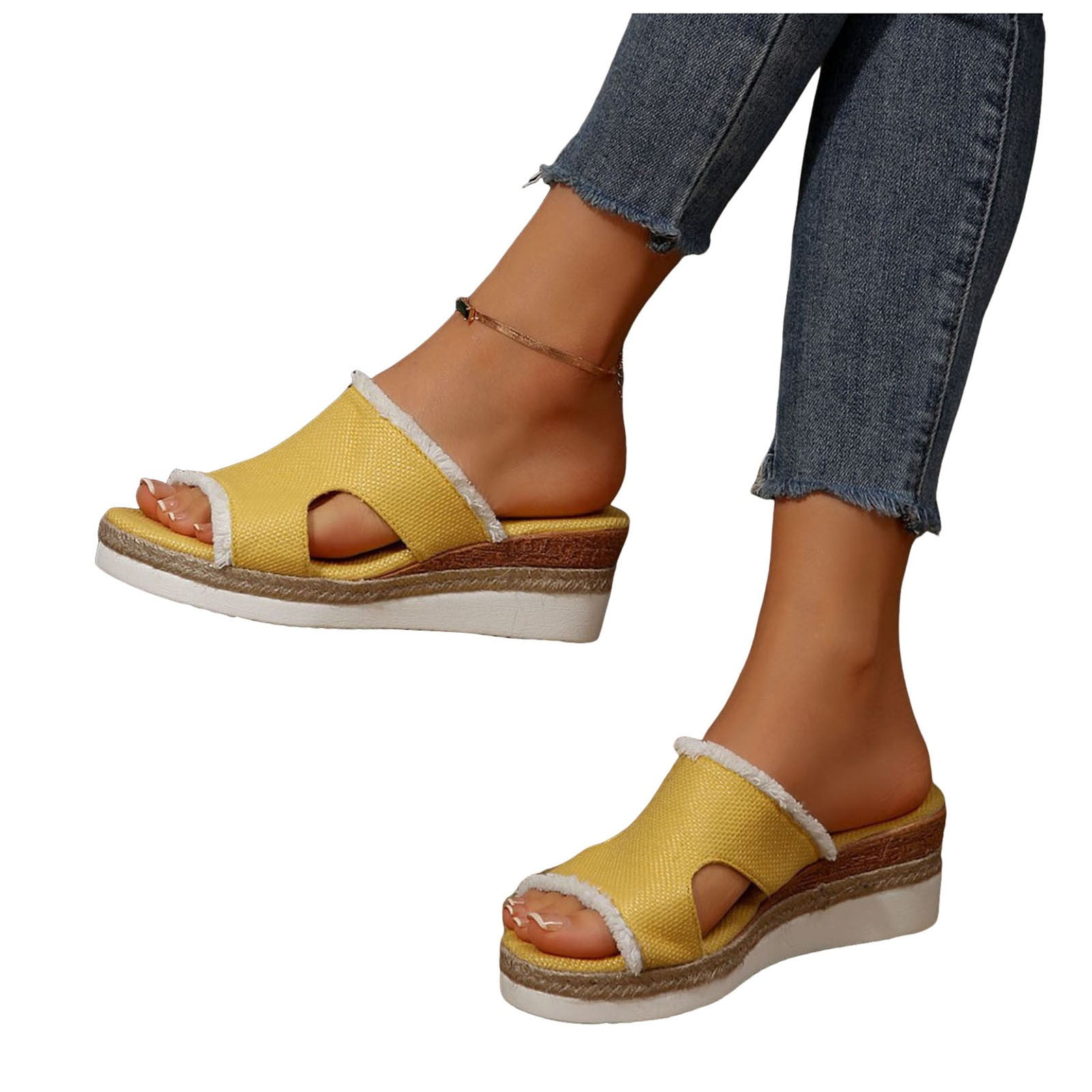 Dakaela Womens Canvas Wedge Sandals Espadrilles Platform Walking Slide ...