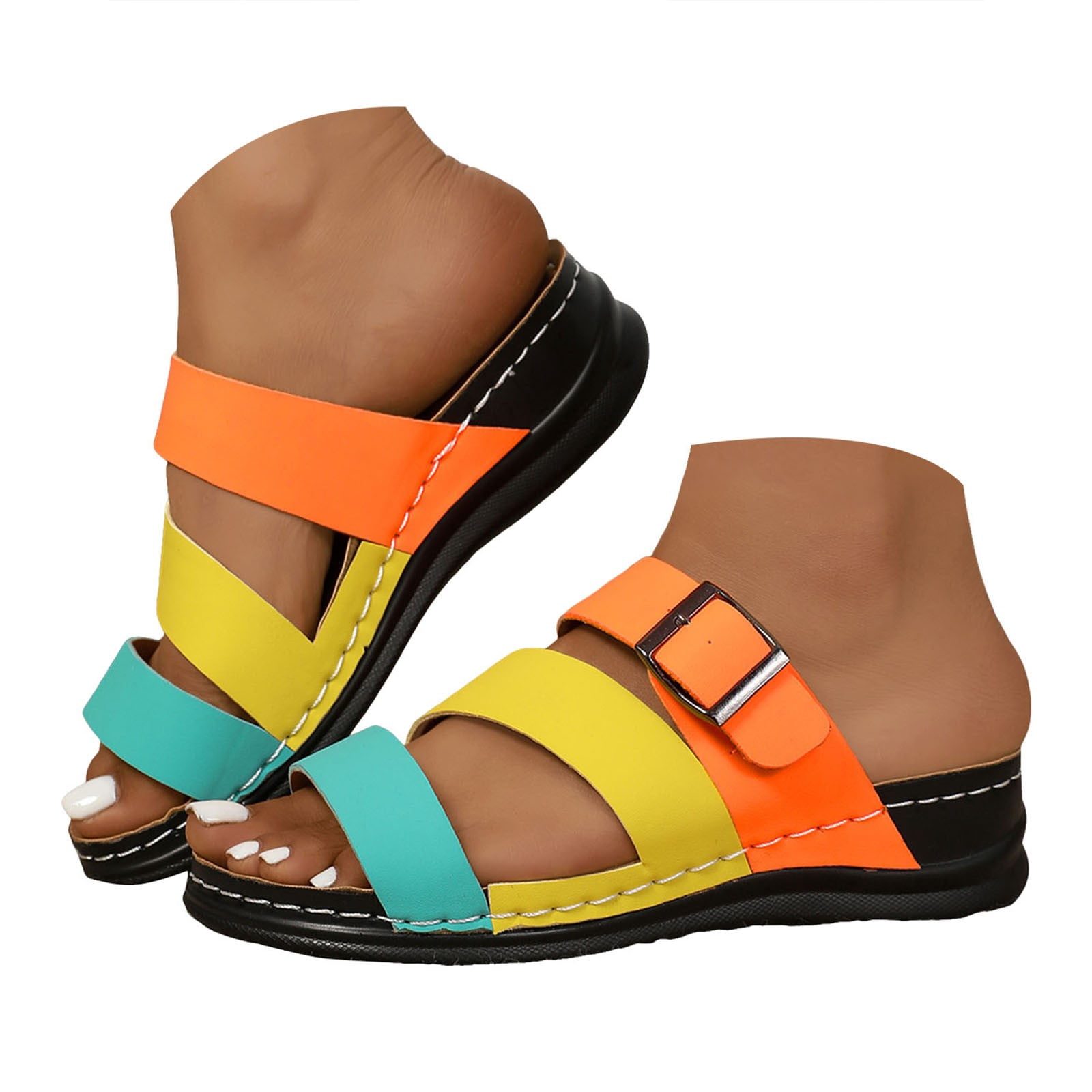 Dakaela Womens Fashion Orthotic Slides Ladies Athletic Yoga Mat Sandals ...