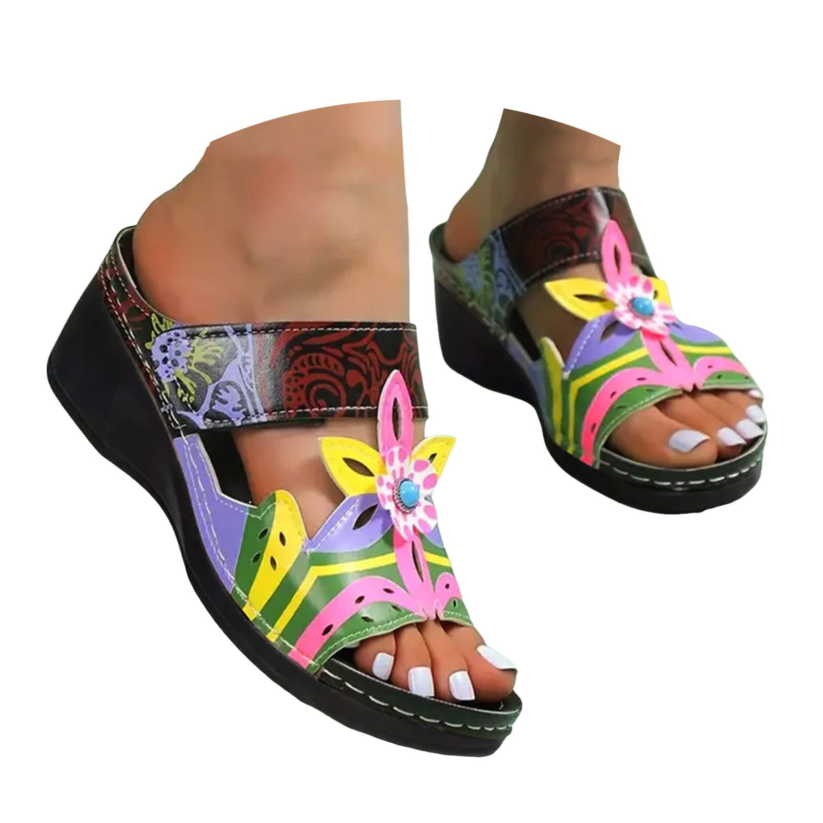 Dakaela Womens Fashion Sandals Arch Support Wedge Platform Walking ...