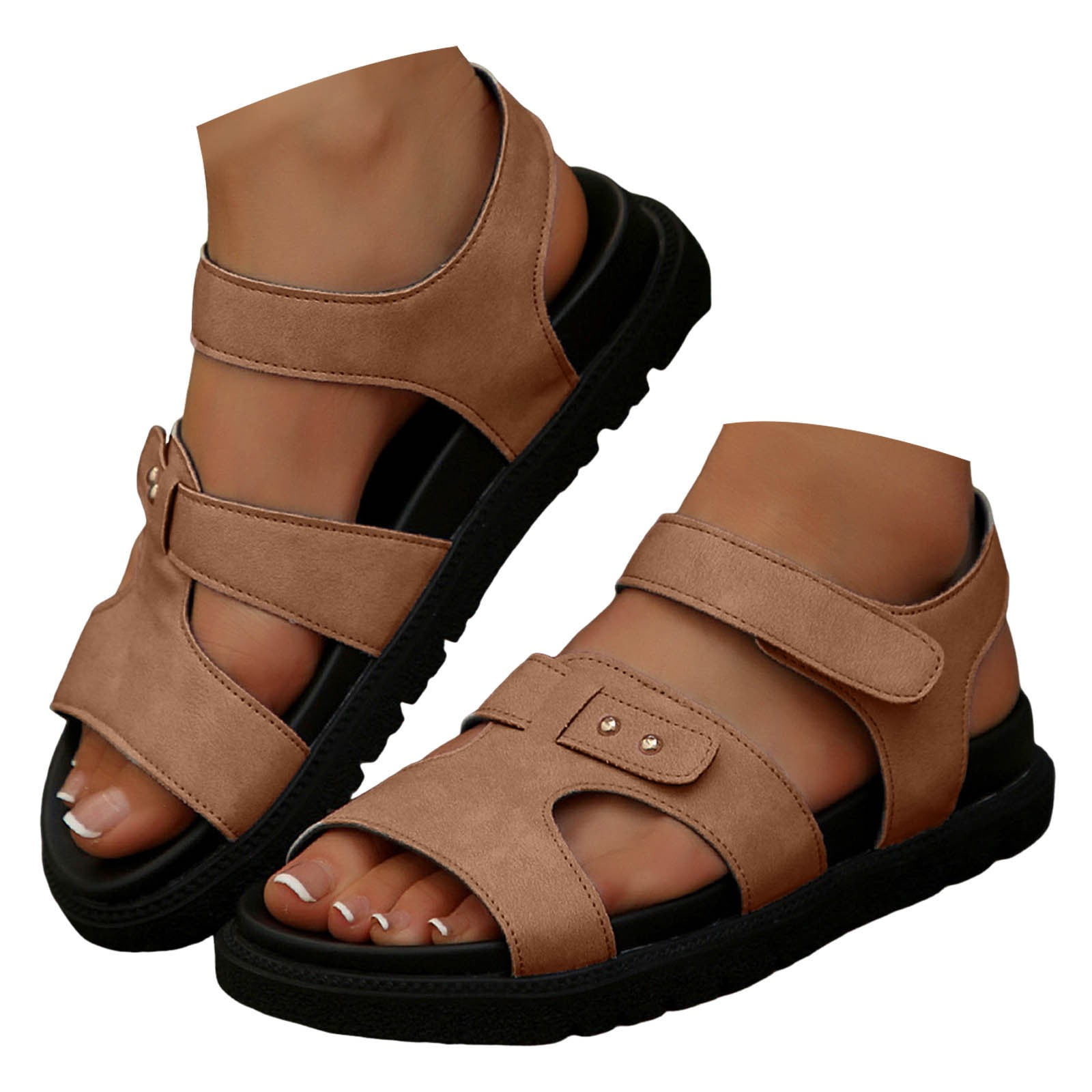Dakaela Womens Flat Sandals Ankle Strap Sport Water Walking Sandal ...