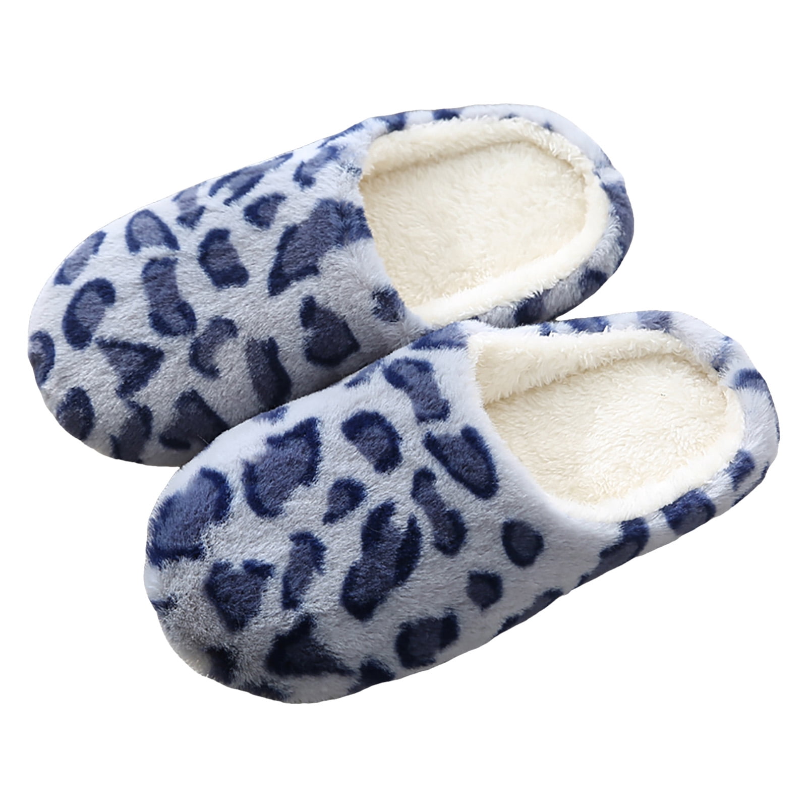 Dakaela Womens Fuzzy Scuff Slippers Comfy Cheetah Leopard Print Plush ...