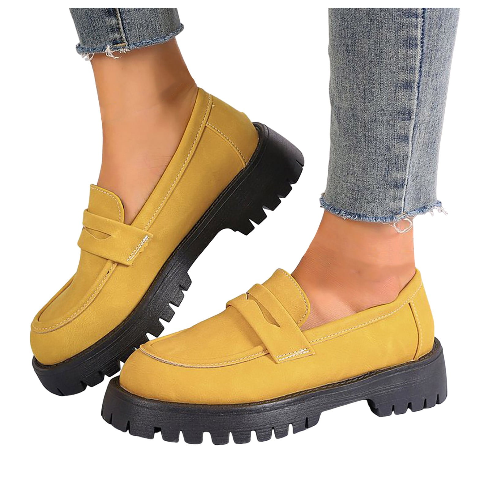 Dakaela Womens Loafers Shoes Platform Penny Loafer Slip on Business ...