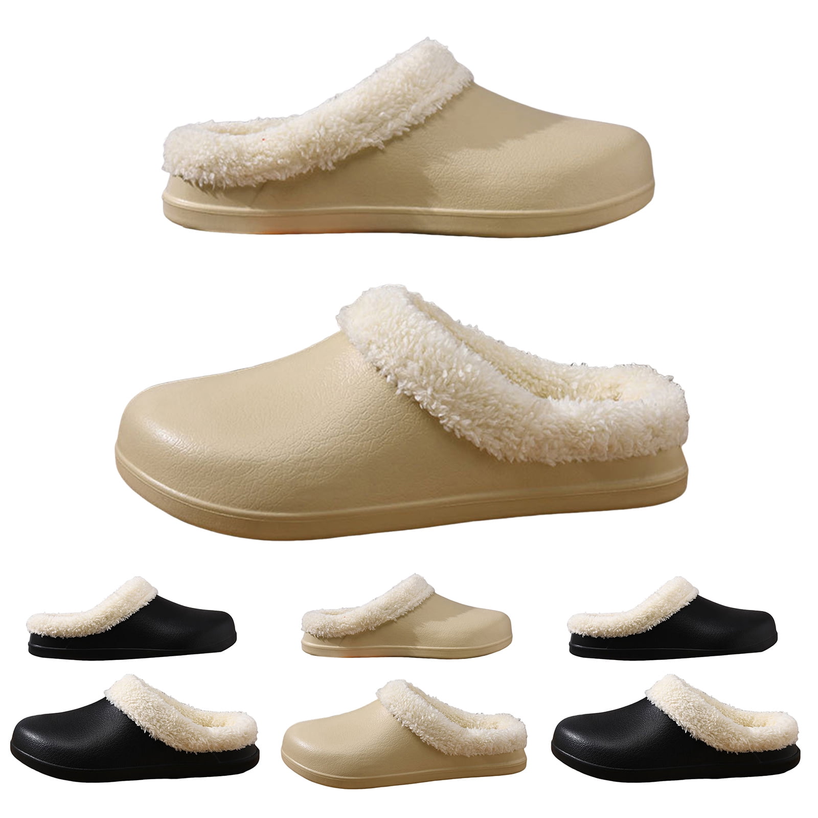 Dakaela Womens Mens Fleece Lined Clogs Waterproof Winter Fuzzy Mules ...