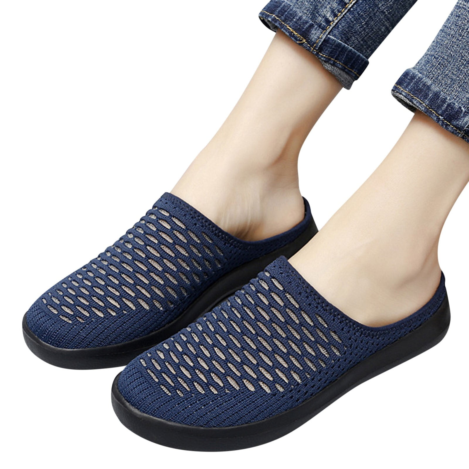 Dakaela Womens Mesh Mules Backless Slip on Shoes Knit Sport Gym Workout ...