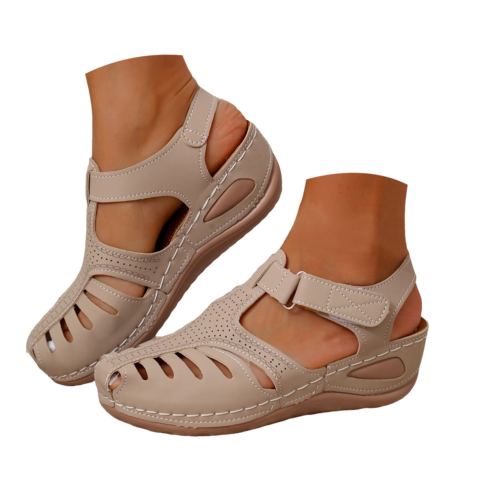 Dakaela Womens Orthopedic Wedge Sandals Closed Toe Summer Beach Walking ...