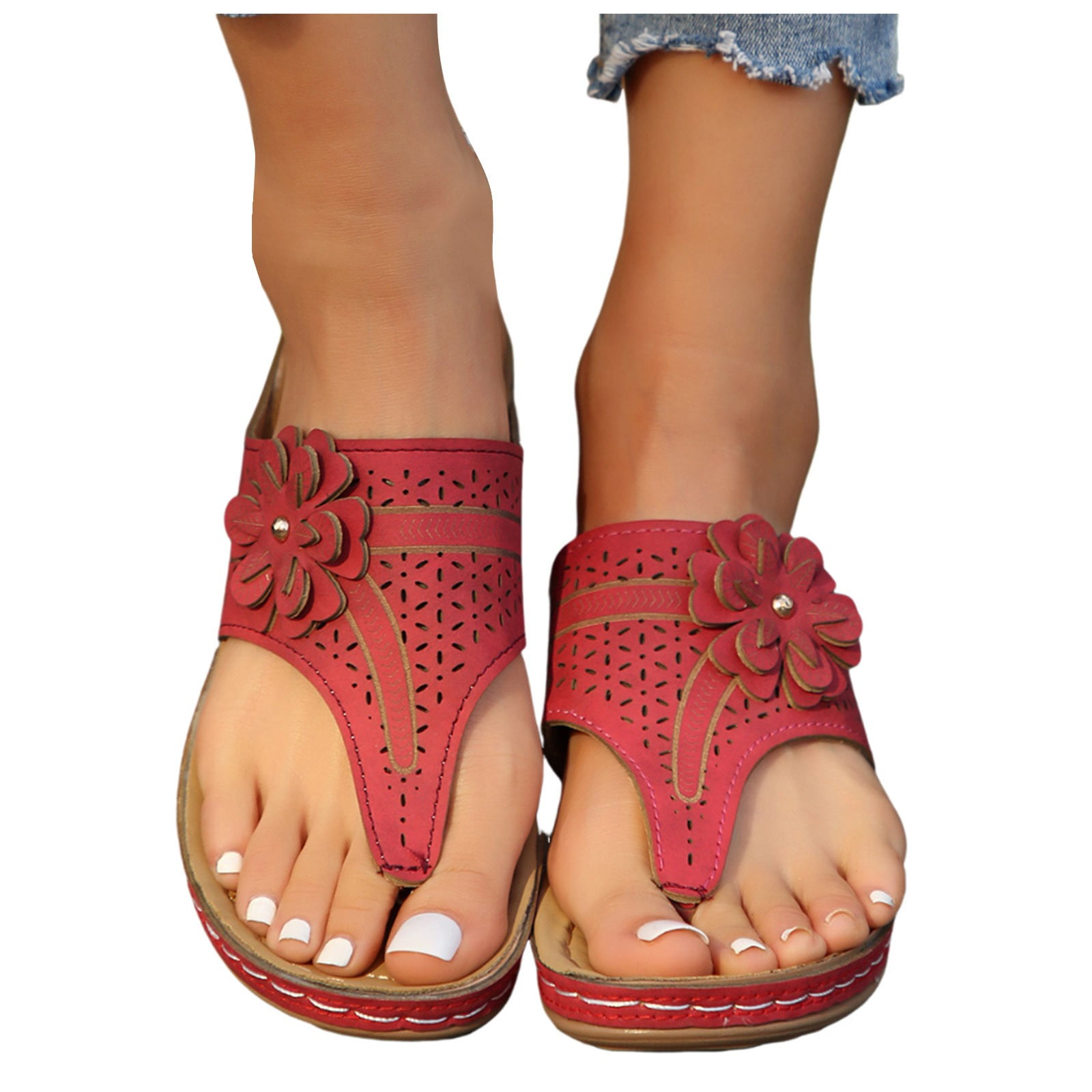 Dakaela Womens Orthotic Flip Flops Ladies Thick Cushion Recovery Thong ...