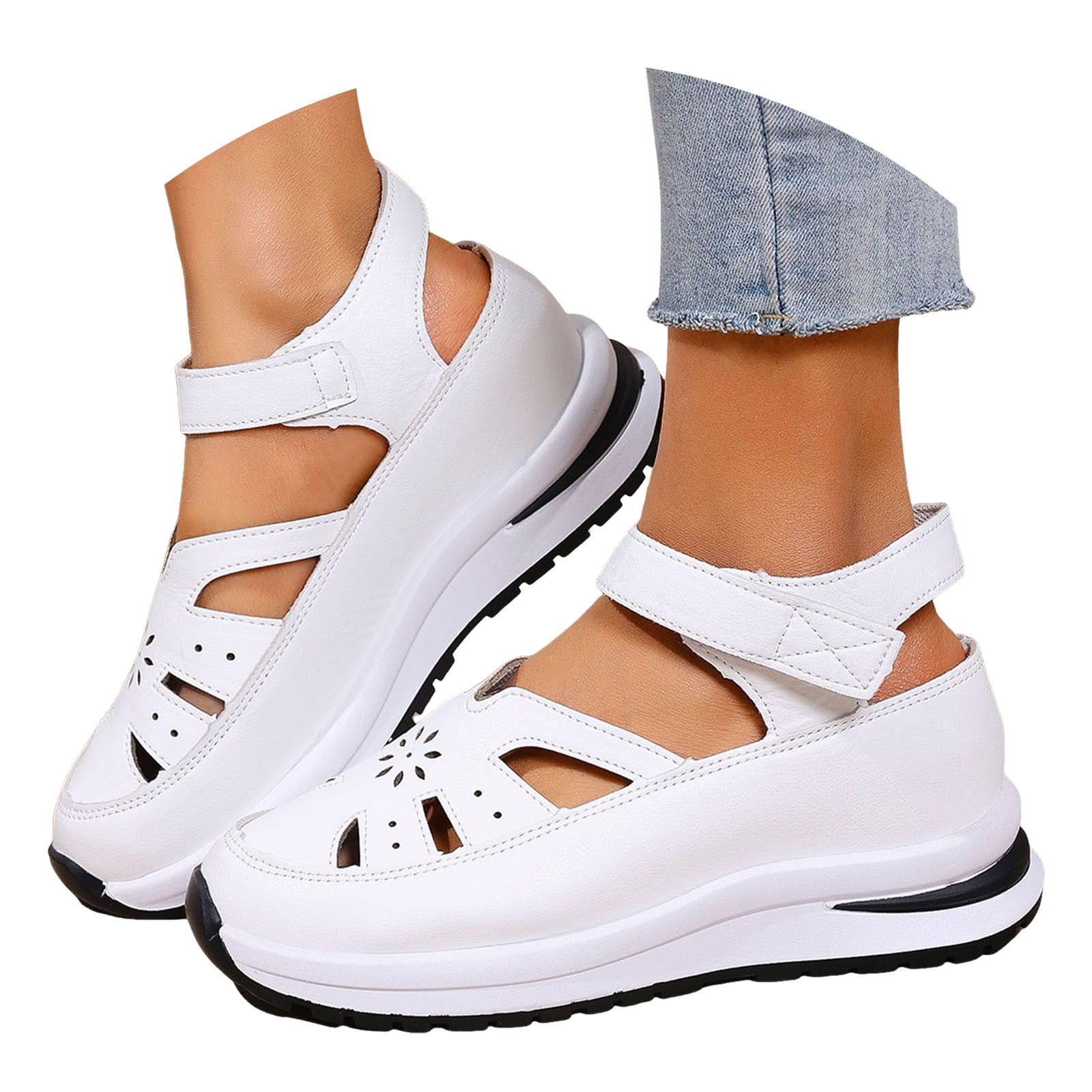Dakaela Womens Platform Sandals Plus Size Hollow out Closed Toe Summer ...