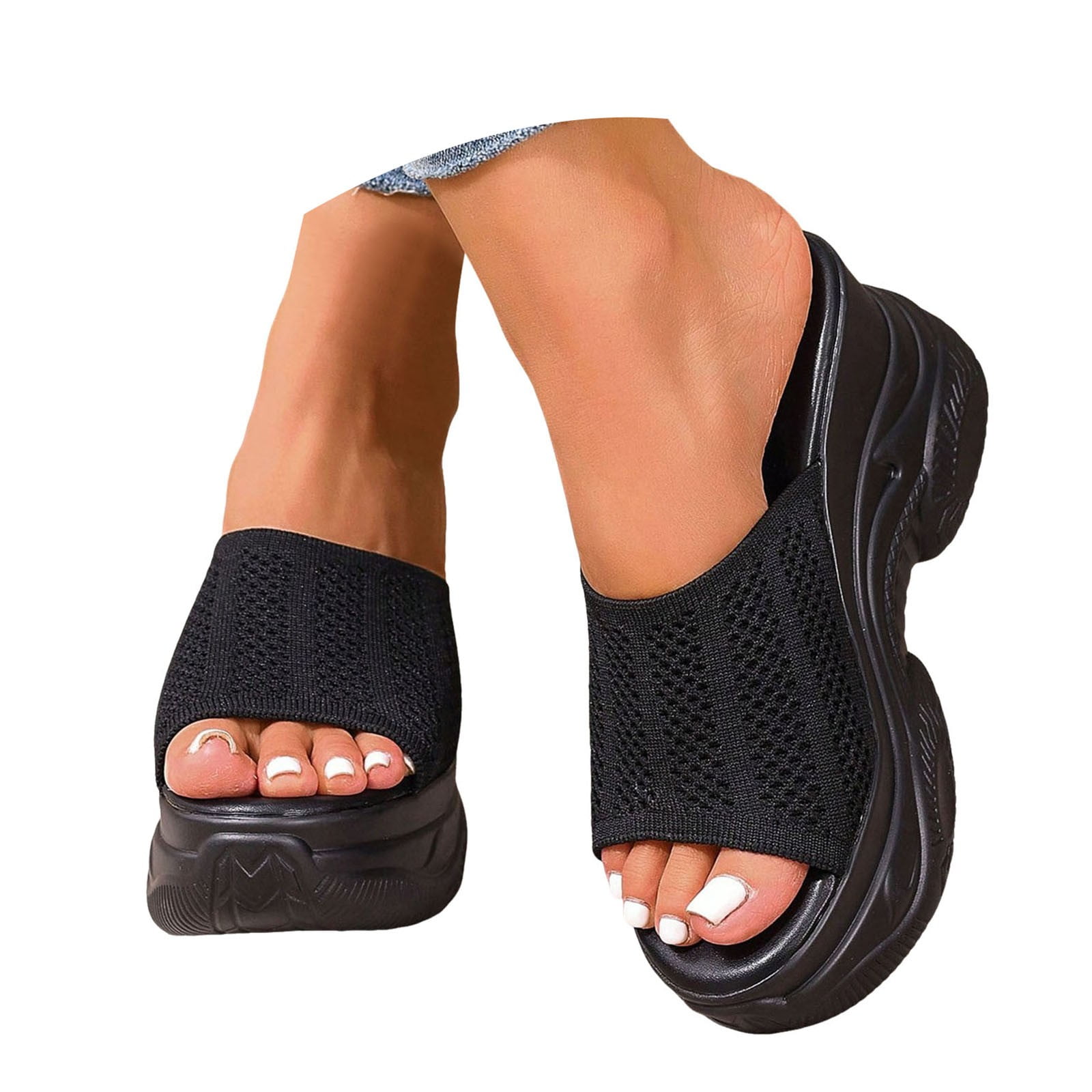 Dakaela Womens Platform Slide Sandals Mesh Breathable Wedge Slip on ...