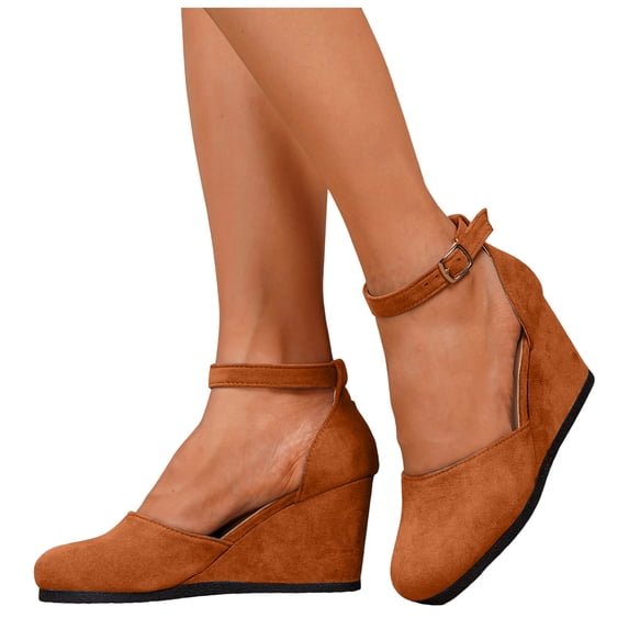 Dakaela Womens Platform Wedge Sandals Round Closed Toe Dressy Summer ...