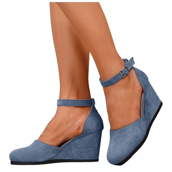 Dakaela Womens Platform Wedge Sandals Round Closed Toe Dressy Summer ...