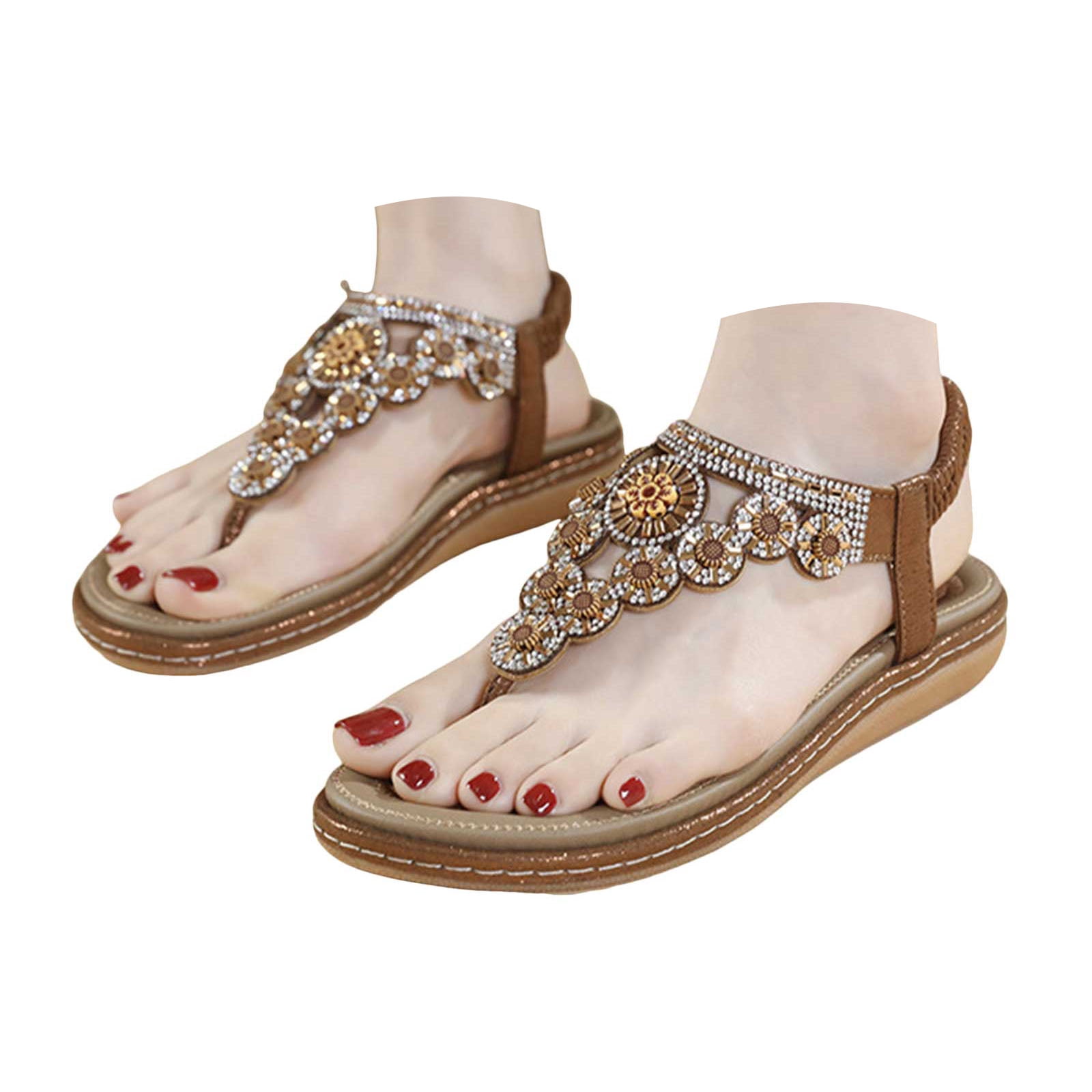 Dakaela Womens Sandals Arch Support Slingback Dressy Flip Flops Ankle ...