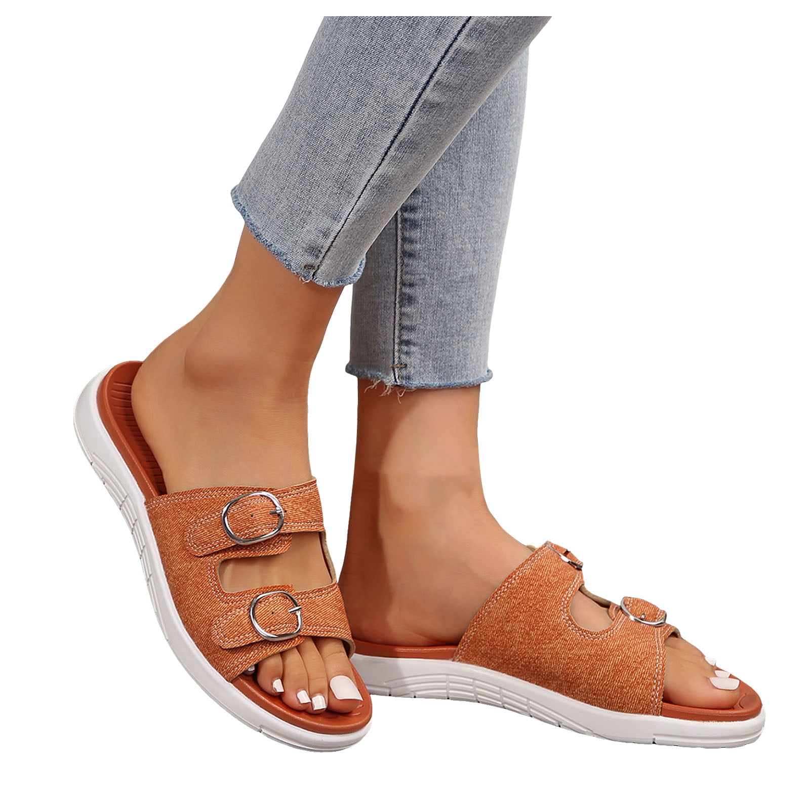 Dakaela Womens Sandals Comfortable Arch Support Summer Beach Slides ...