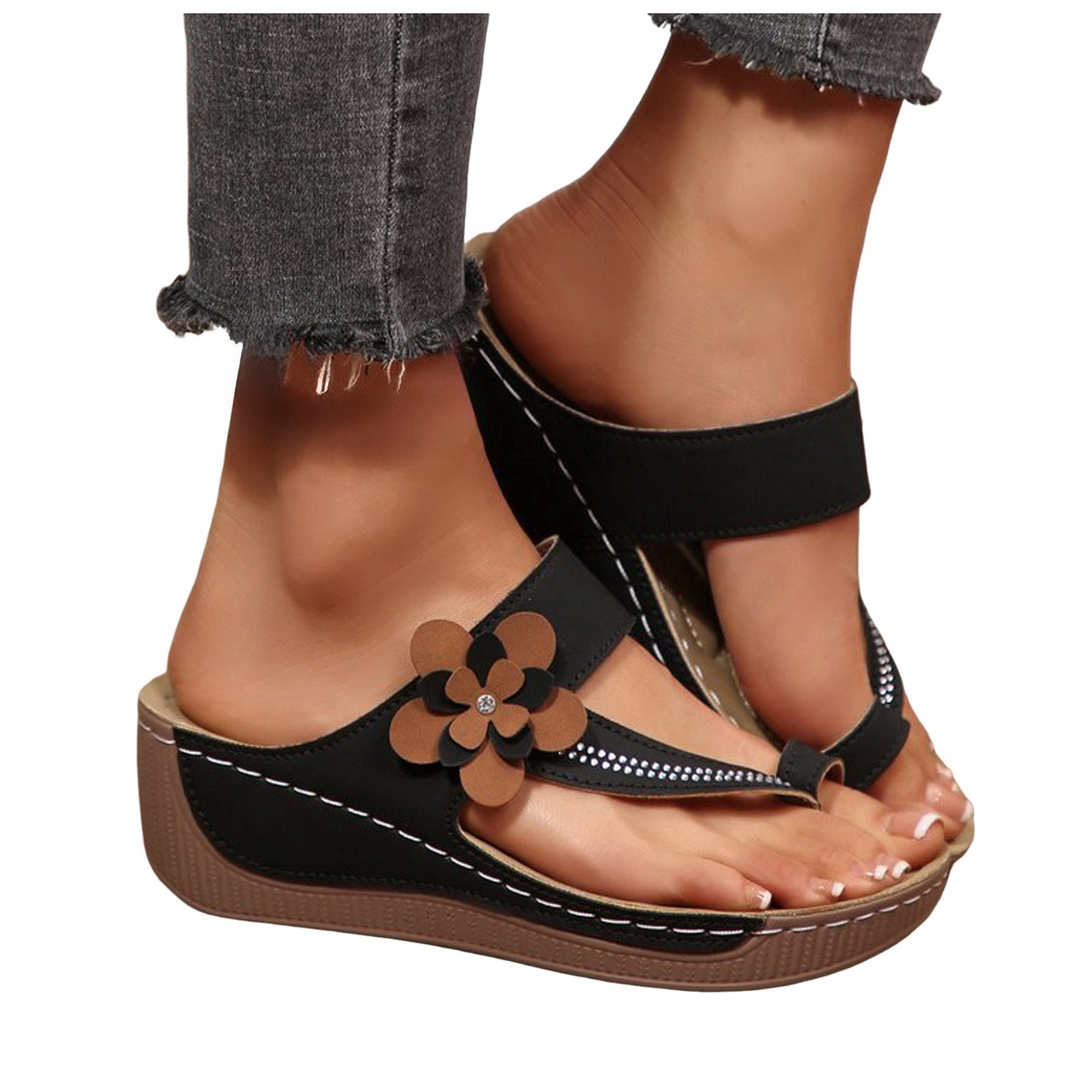 Dakaela Womens Sandals Wedge 2026 Comfortable Platform Flip Flops with ...
