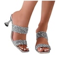 Dakaela Womens Sequin Kitten Heels Square Open Toe Slip on Heeled ...