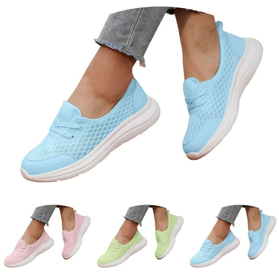 Dakaela Womens Slip on Sneakers Breathable Mesh Knitted Woven Low Top ...