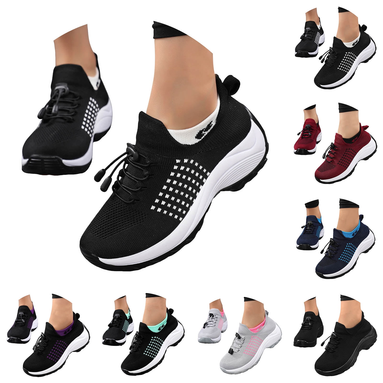 Dakaela Womens Slip on Walking Shoes Breathable Arch Support Running ...