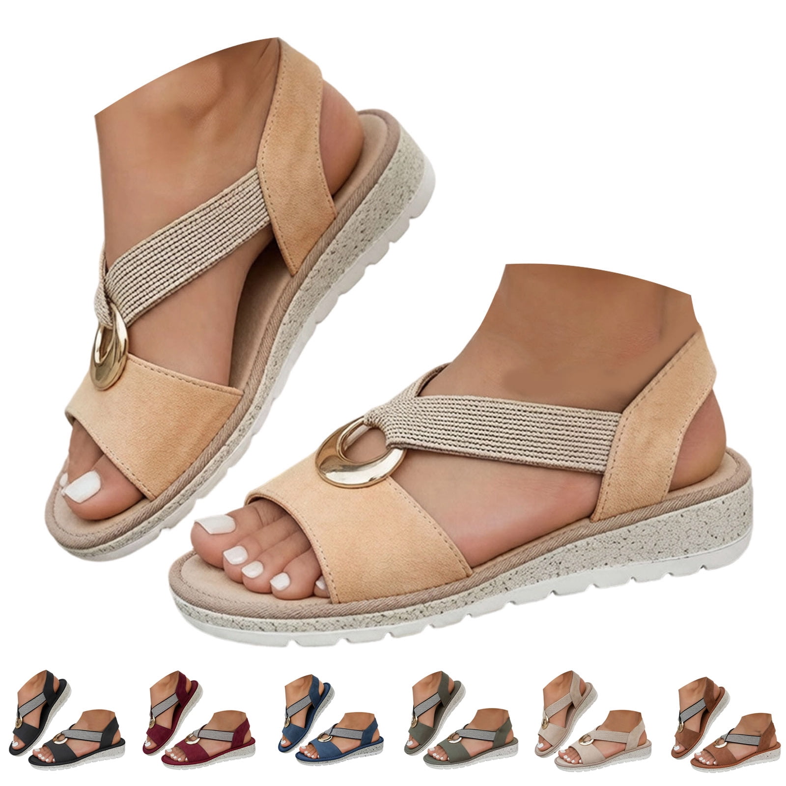 Dakaela Womens Walking Sandals Summer Casual Platform Strappy Arch ...