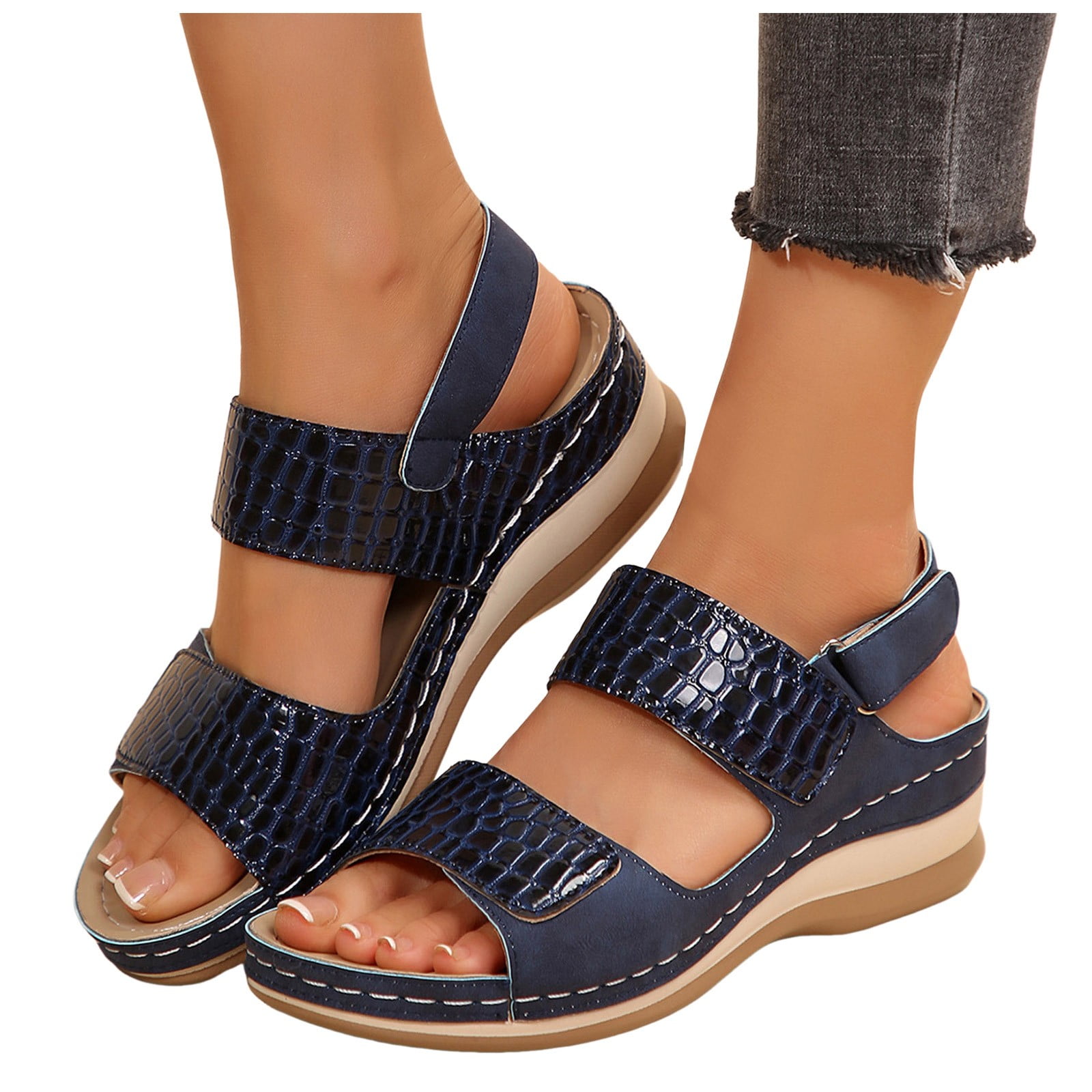 Dakaela Womens Wedge Sandals Dressy Platform Work Shoes Casual Walking ...