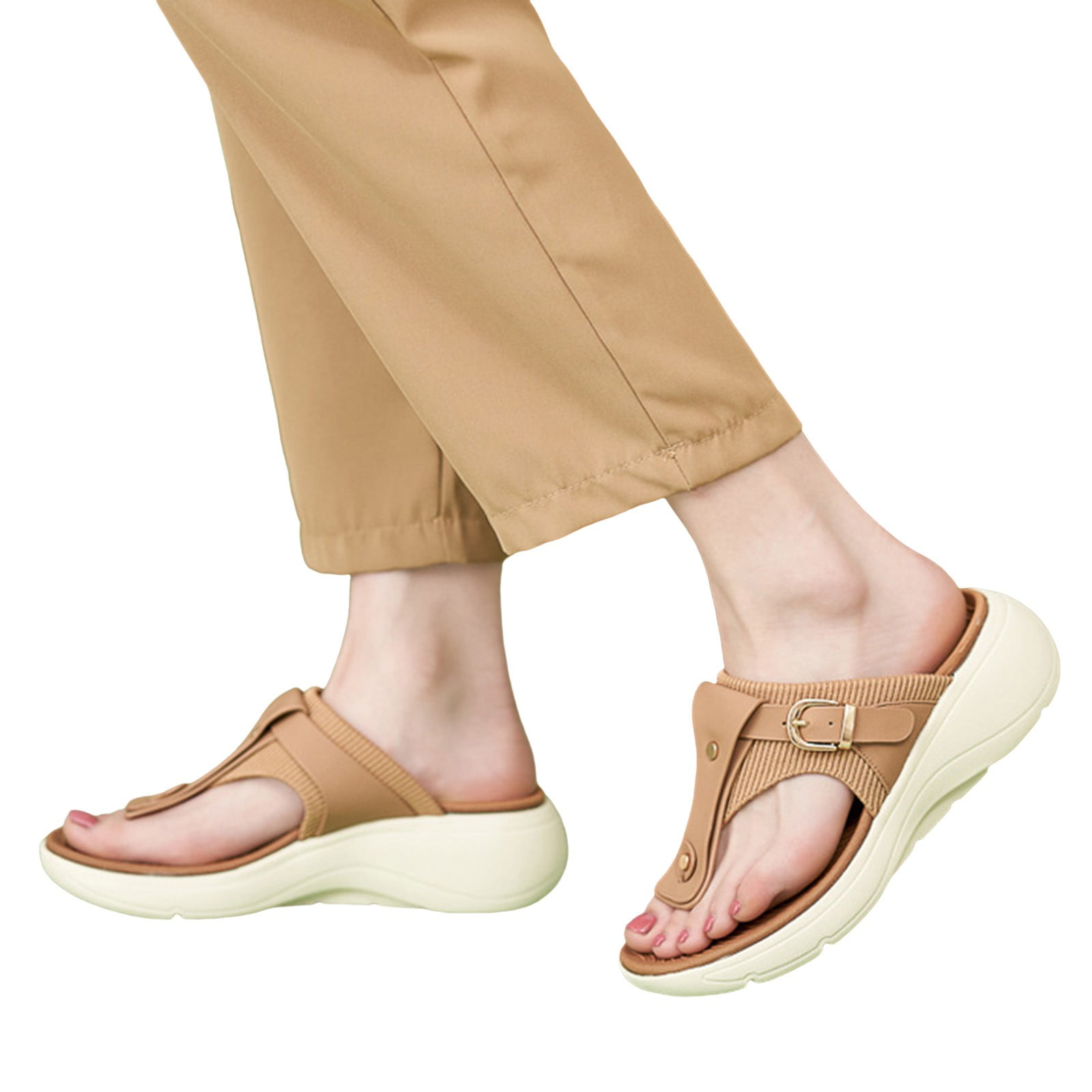 Dakaela Womens Wedge Slide Sandals Memory Foam Water Flip Flops Arch ...