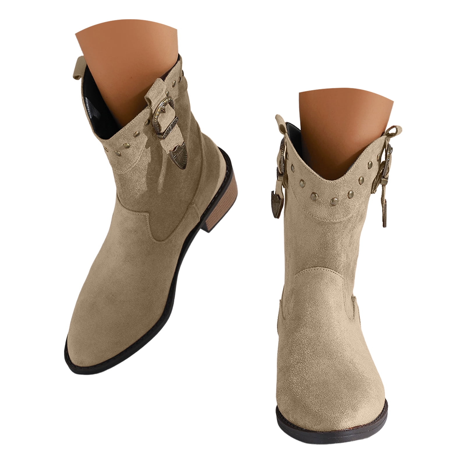 Dakaela Womens Western Riding Boots Wide Width Suede Ankle Short ...