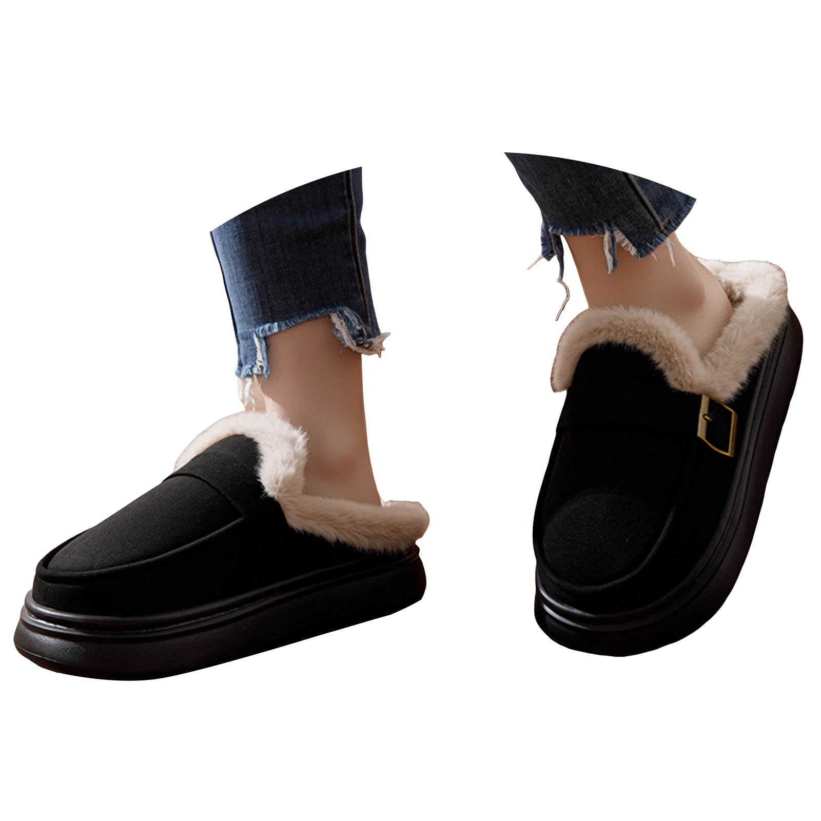Dakaela Womens Winter Platform Mules Fleece Lined Suede Snow Mini Boots ...