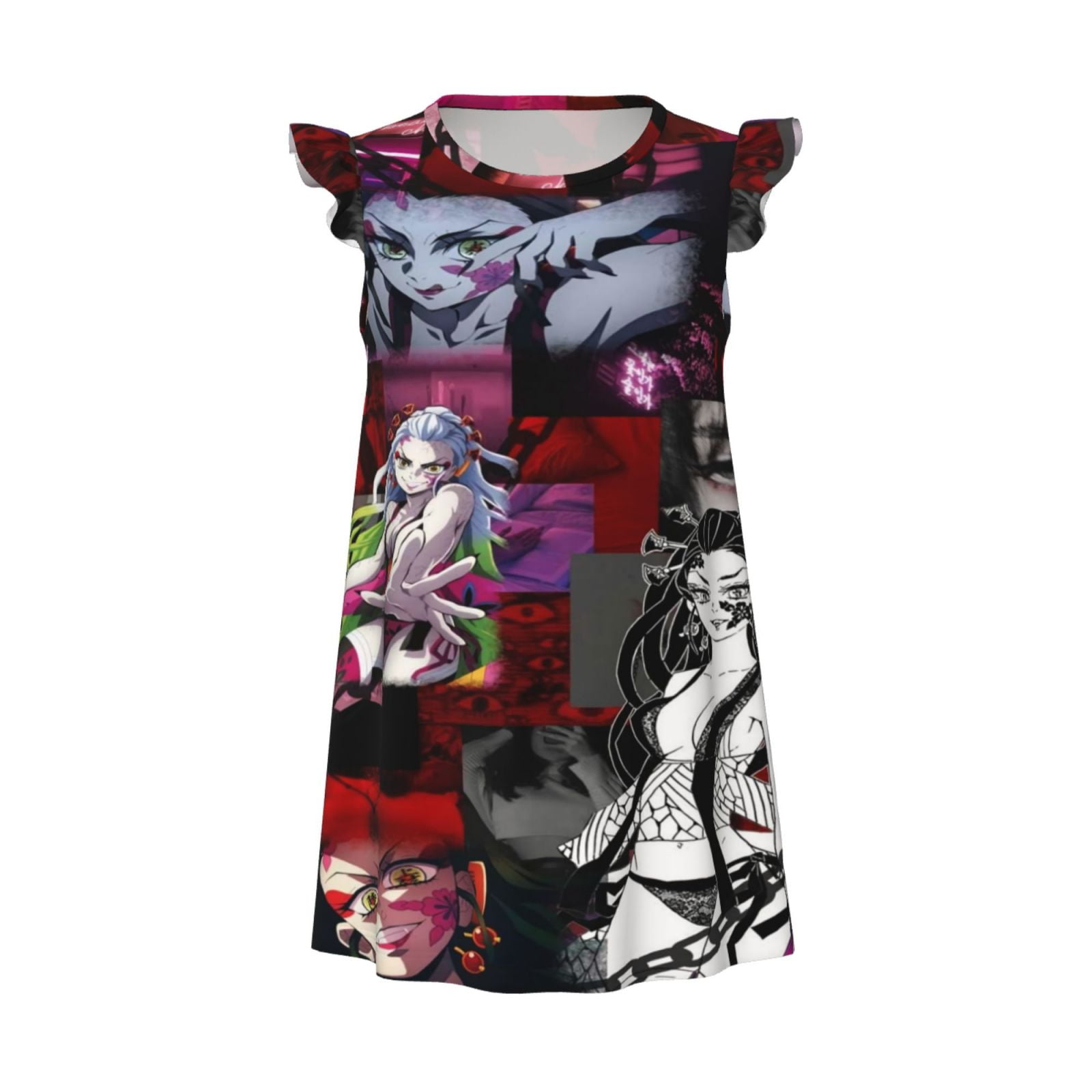 Daki Girls Nightgown Cute Printed Flutter Sleeve Pajamas Dress Summer ...