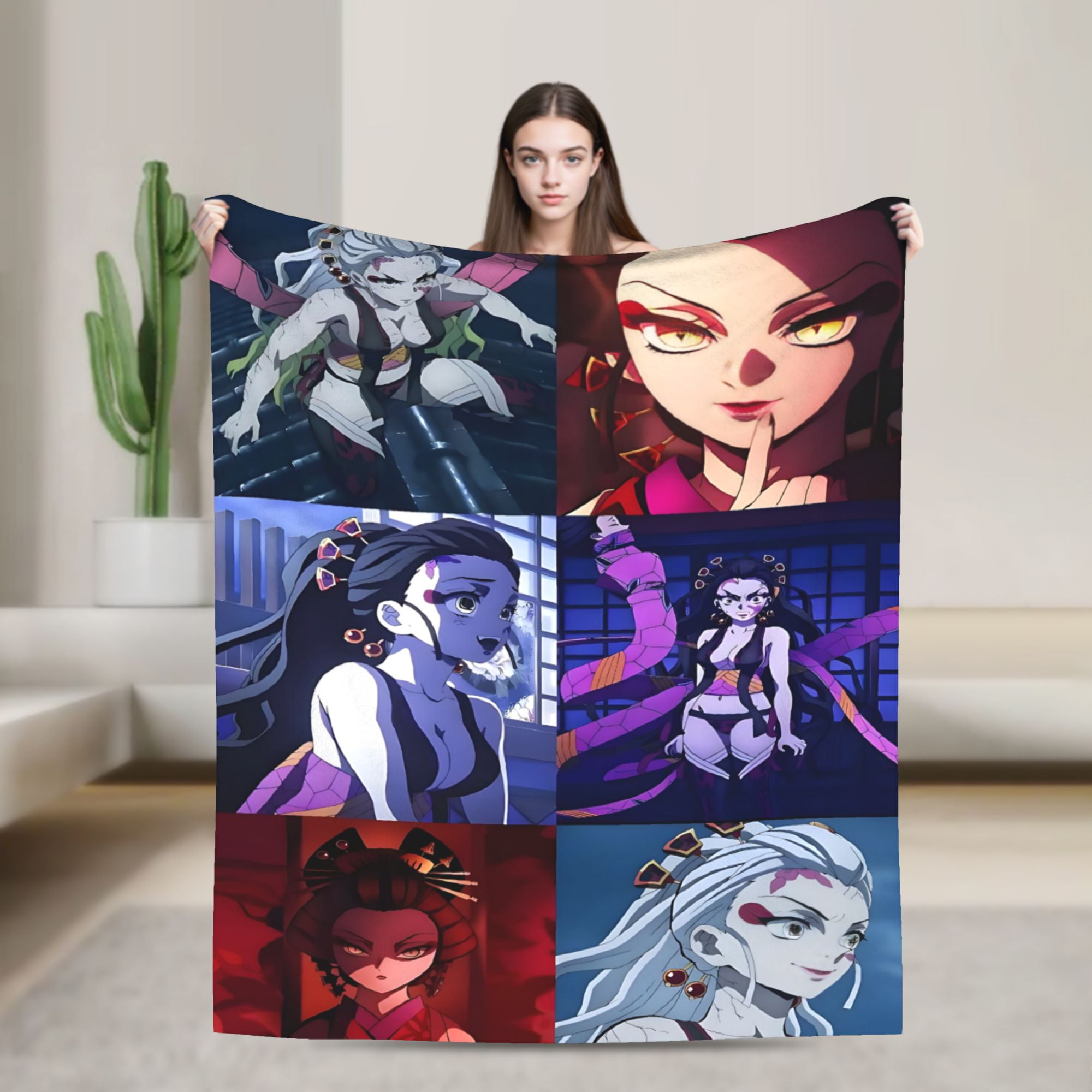 Daki Throw Blanket - Vibrant Warabihime Design, Lightweight Warm Cover ...