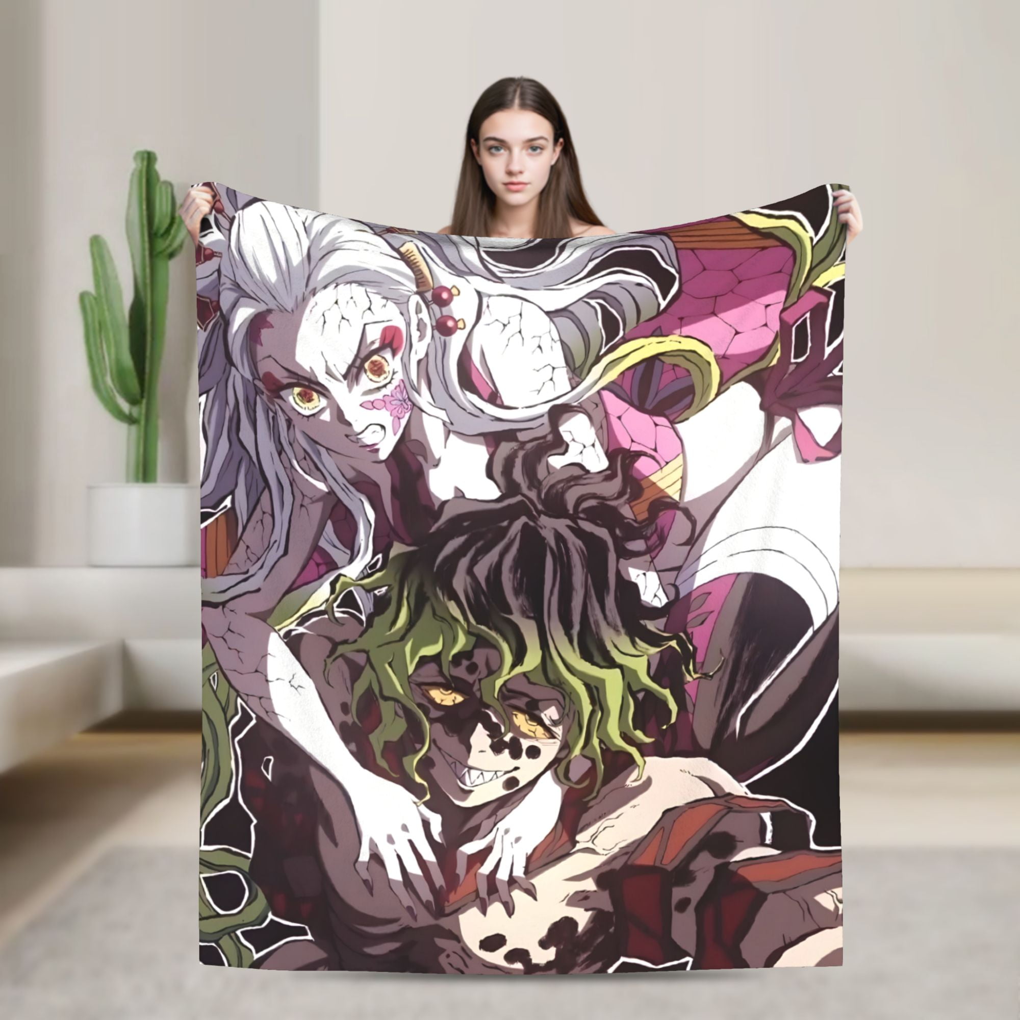 Daki Upper Moon 6 Character Throw Blanket - Vibrant Warabihime Design ...